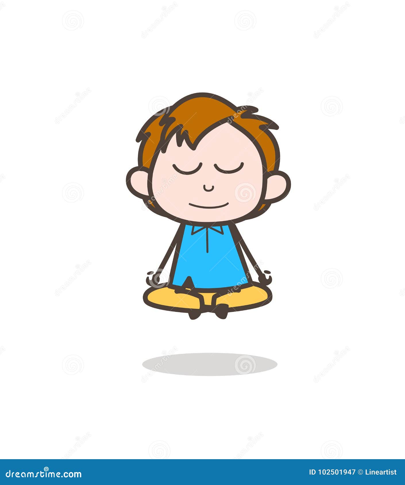 Doing Meditation Yoga - Cute Cartoon Kid Vector Stock Illustration ...