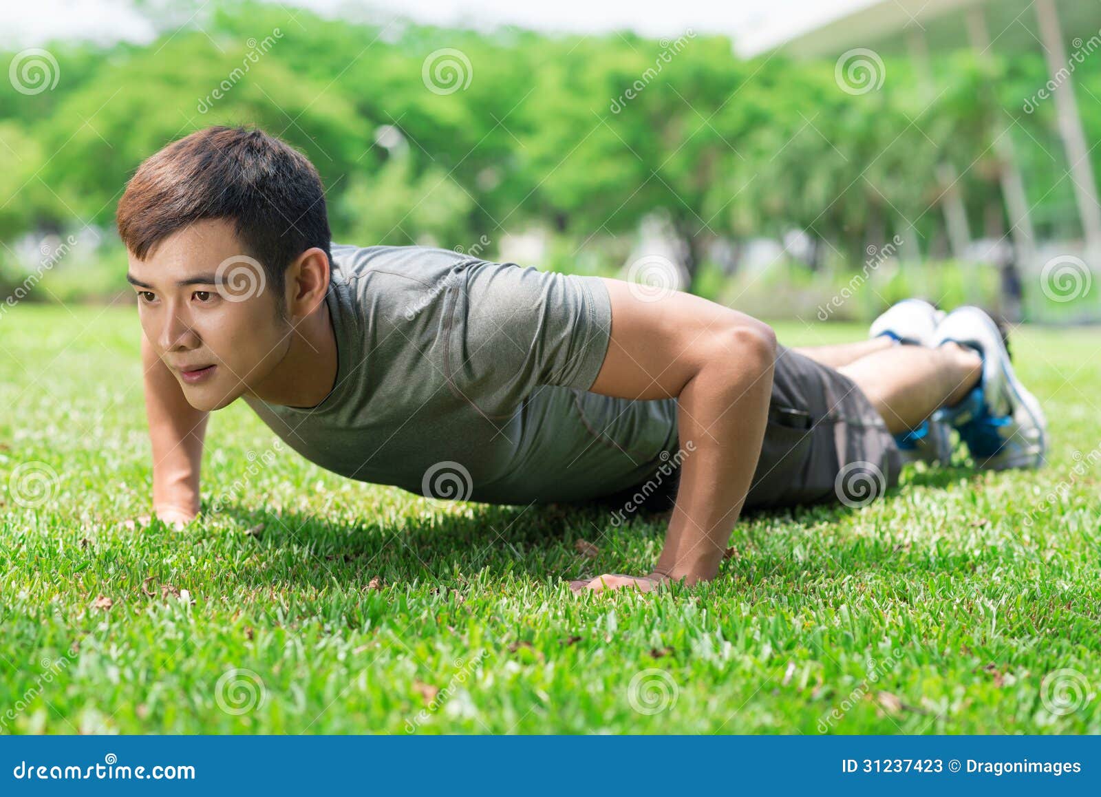 Doing push-ups stock image. Image of active, asian, pushups - 31237423