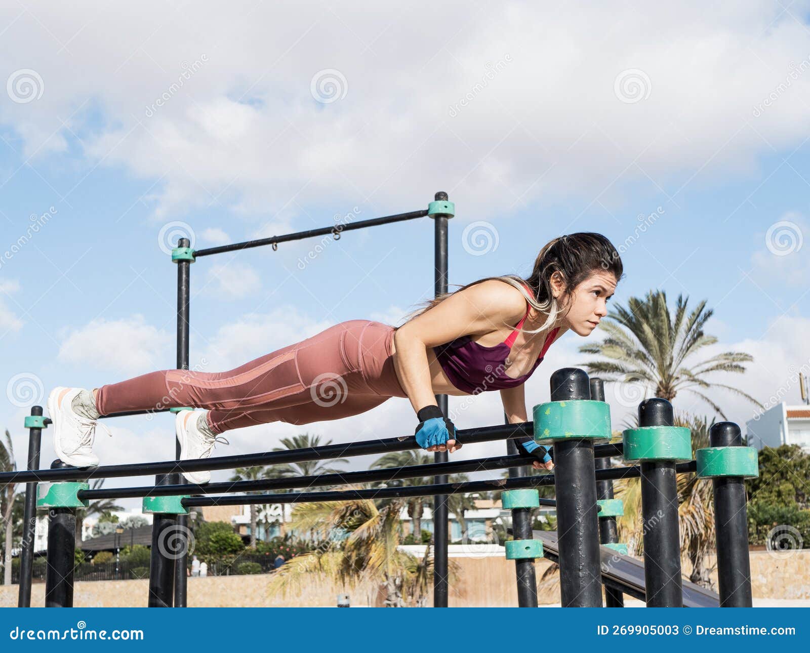 Doing Push Ups on the Parallel Bars Stock Image - Image of calisthenics ...