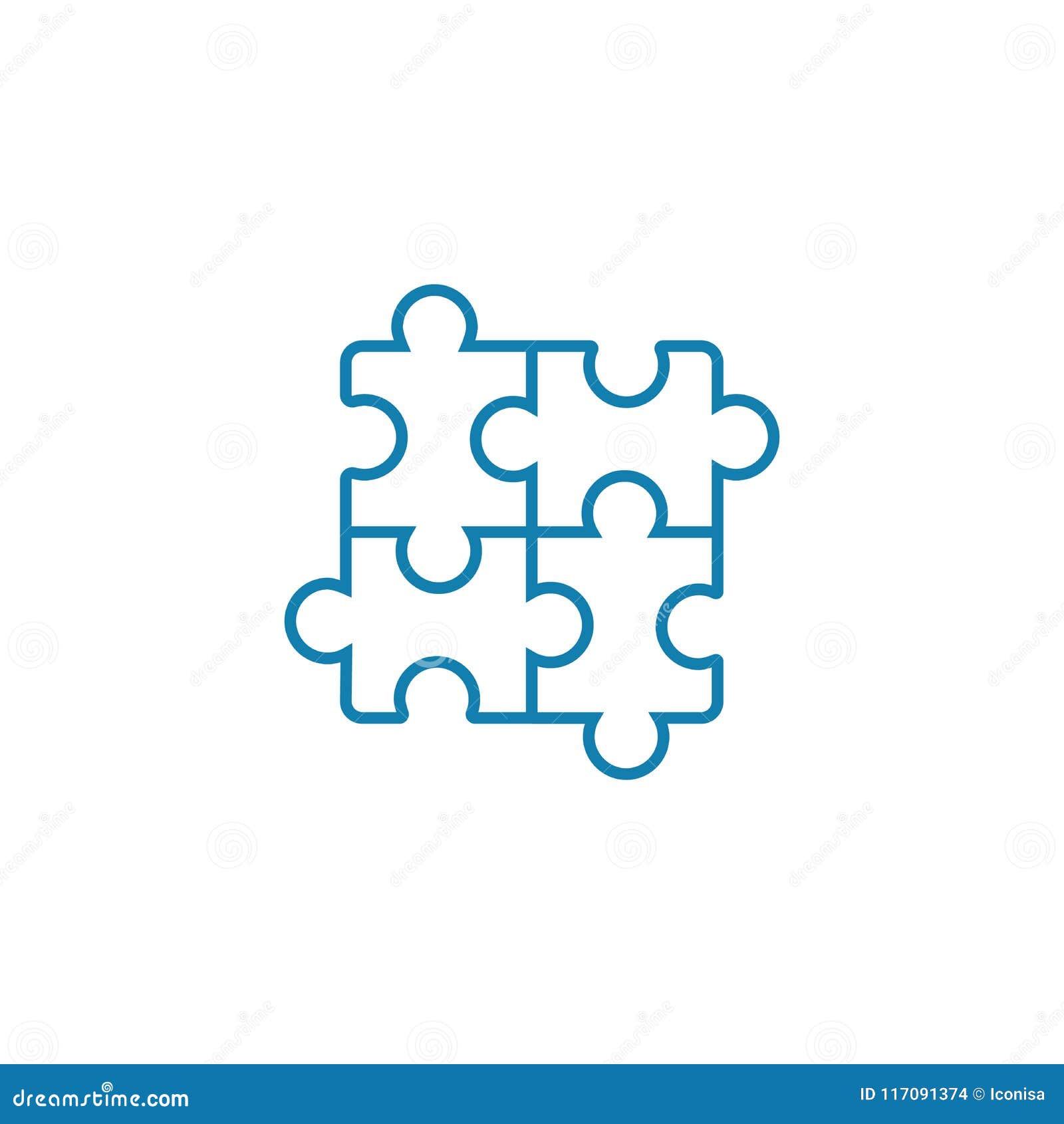 Doing Puzzles Linear Icon Concept. Doing Puzzles Line Vector Sign ...