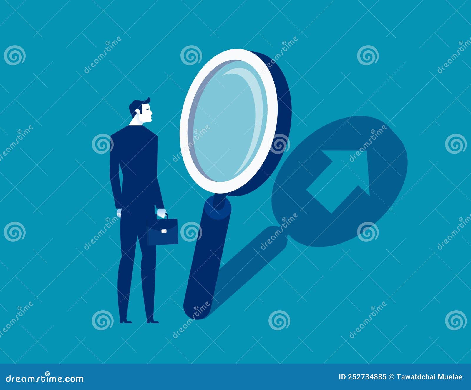 Doing Research with a Magnifying Glass. Business Researching Vector ...