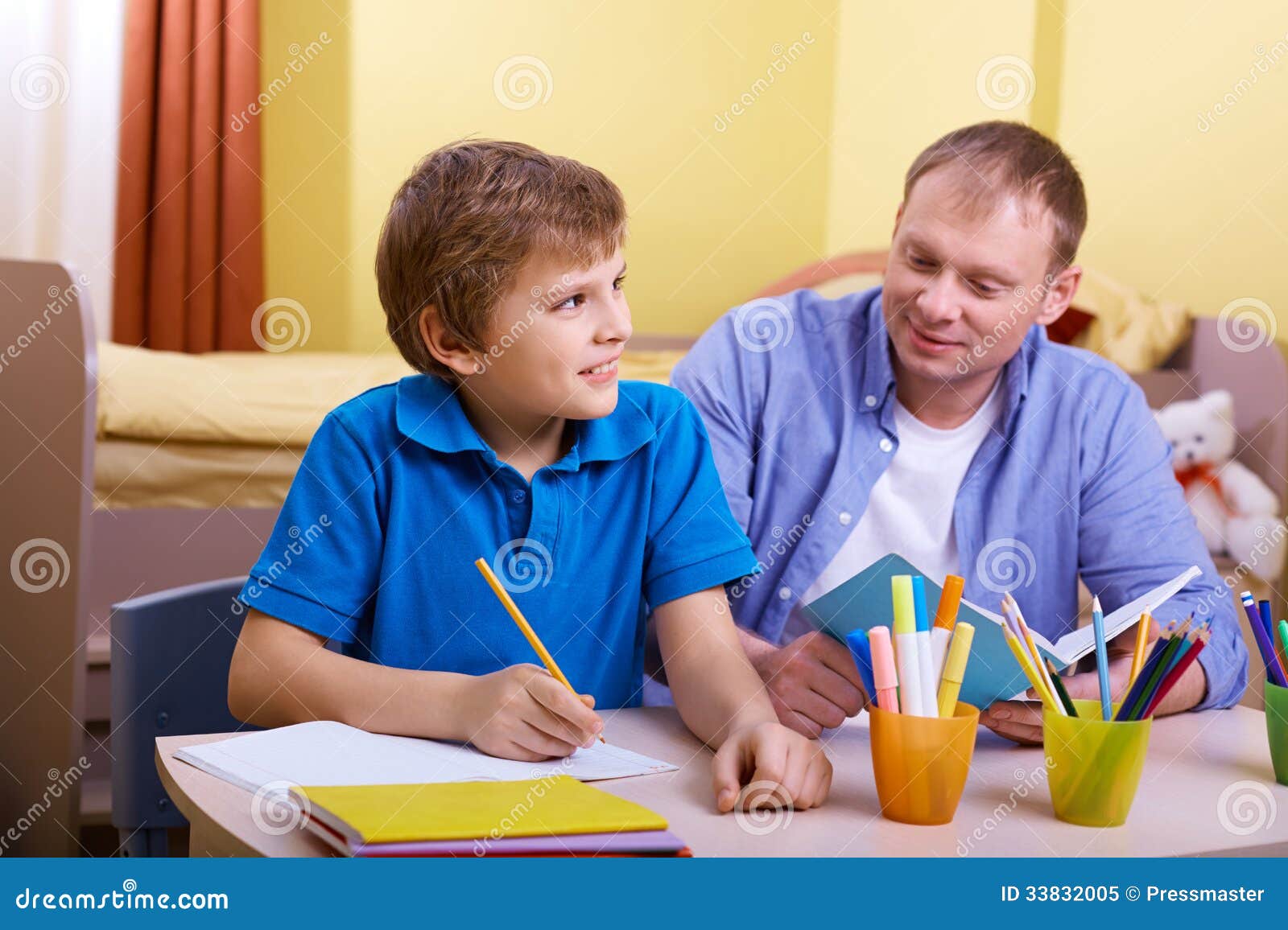 Doing schoolwork stock image. Image of parenthood, generation - 33832005