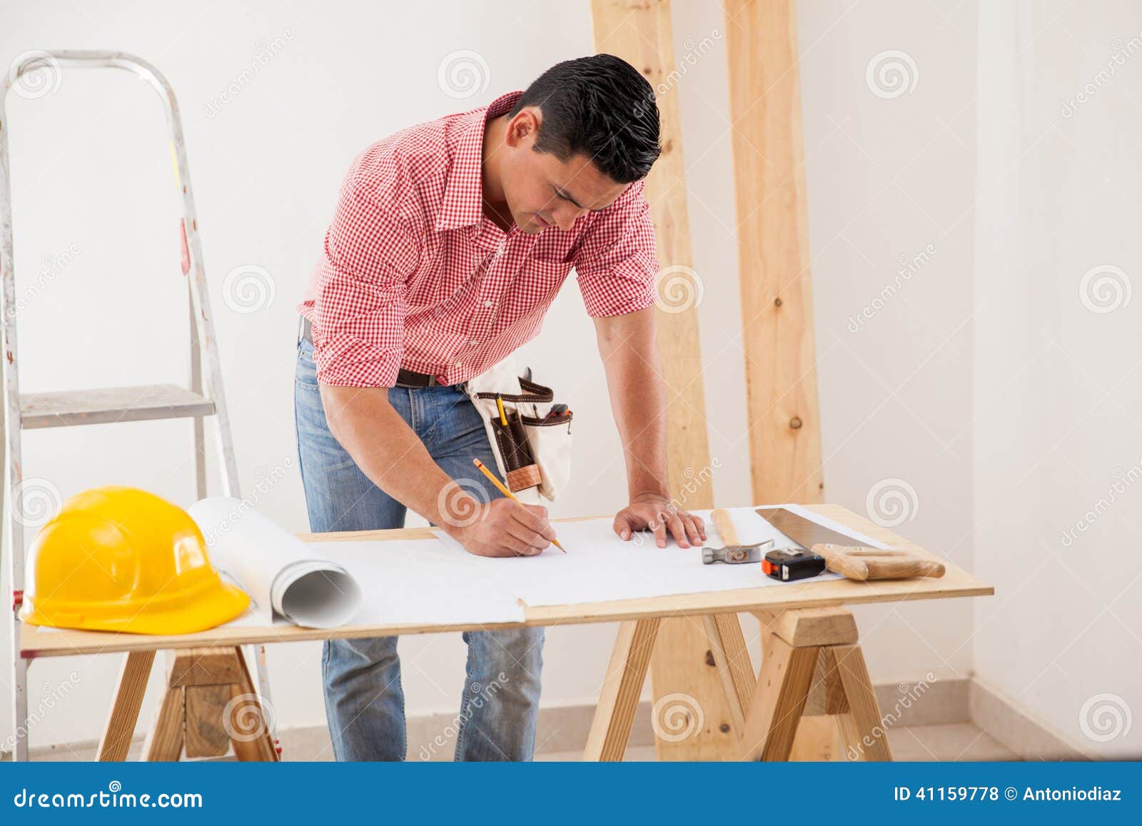 Doing some design work stock photo. Image of pencil, contractor - 41159778