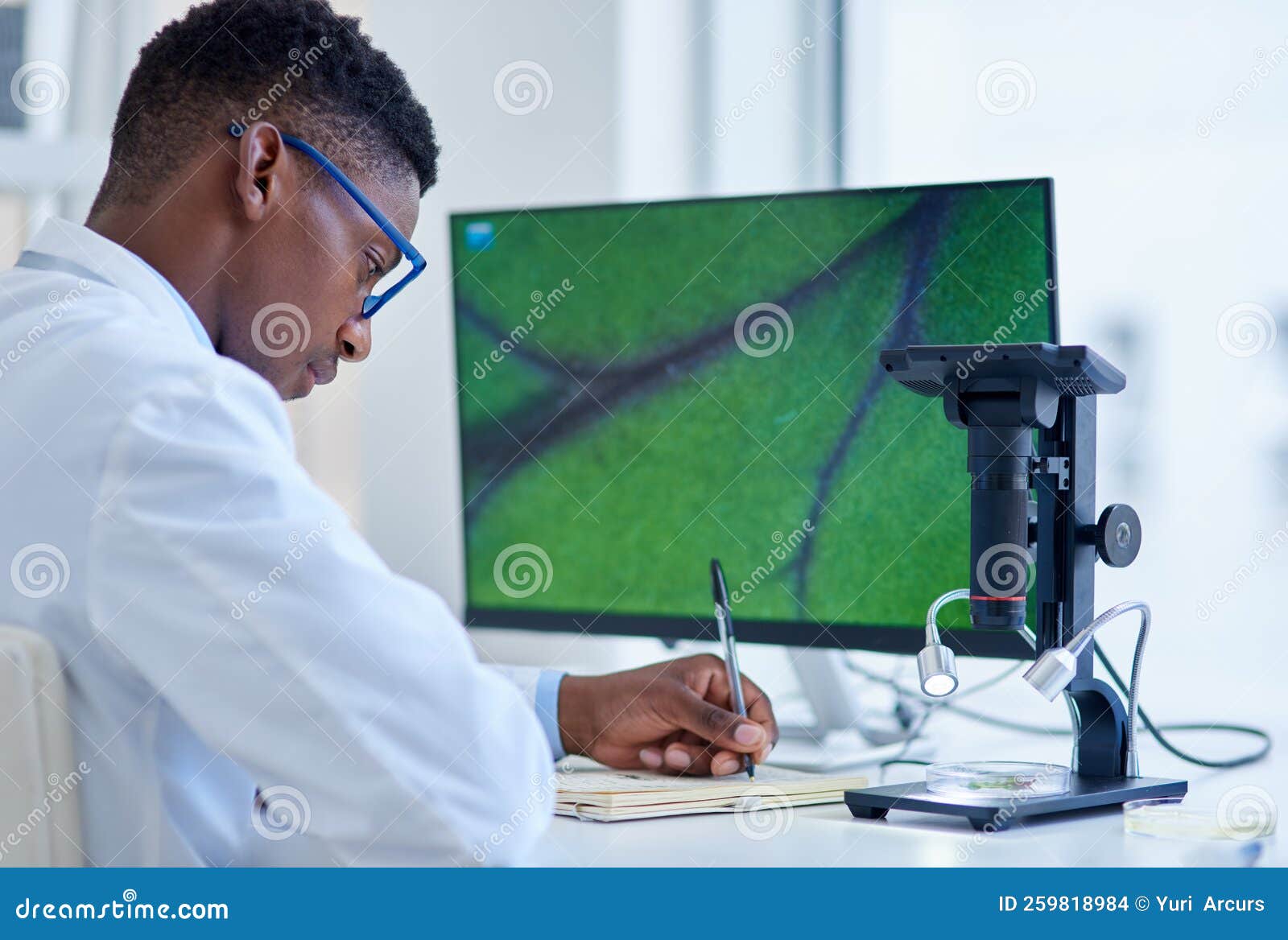 Doing a Whole Lot of Research. a Focused Young Male Scientist Making ...