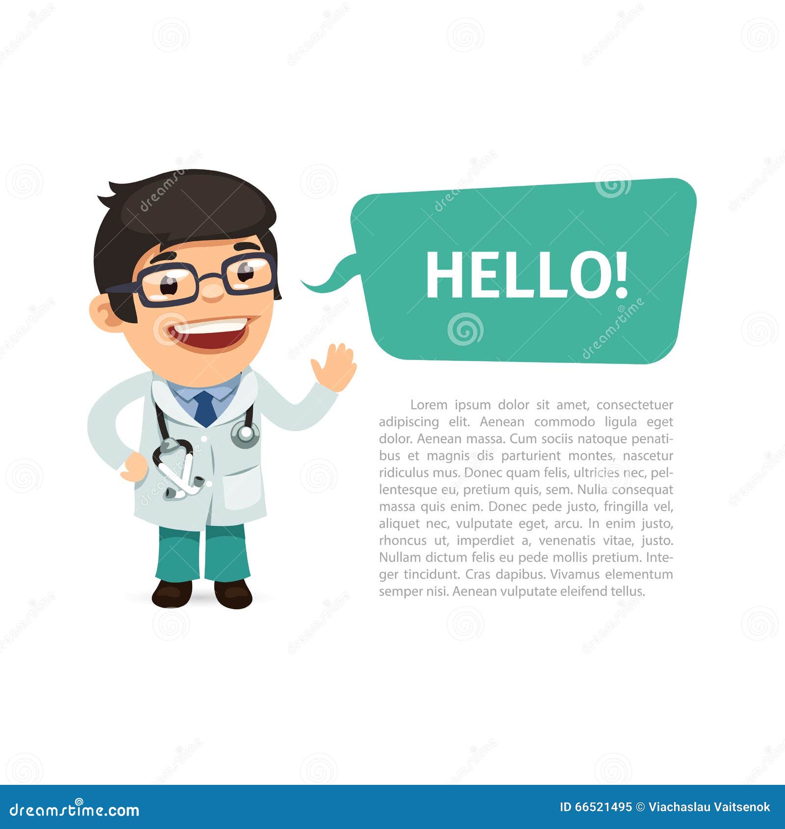 Doktor Saying Hello Poster vektor abbildung. Illustration von flach ...