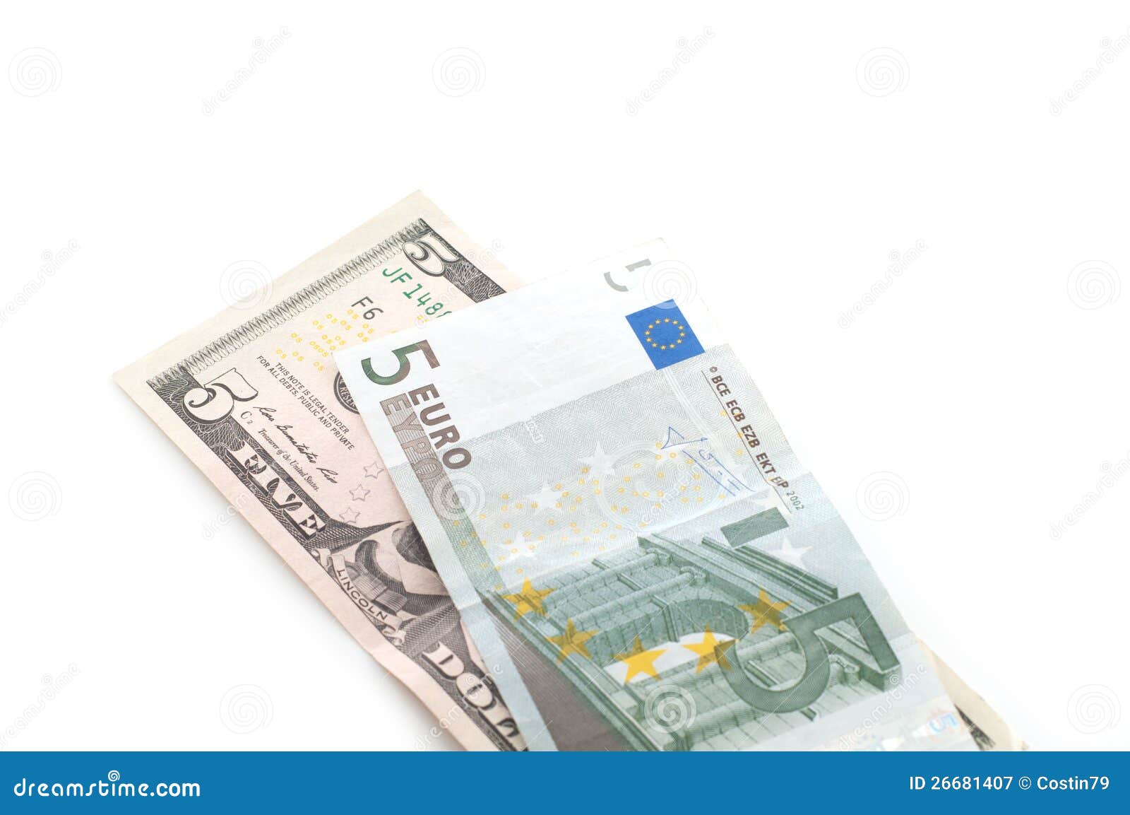 Dolar vs euro stock image. Image of bills, financial - 26681407