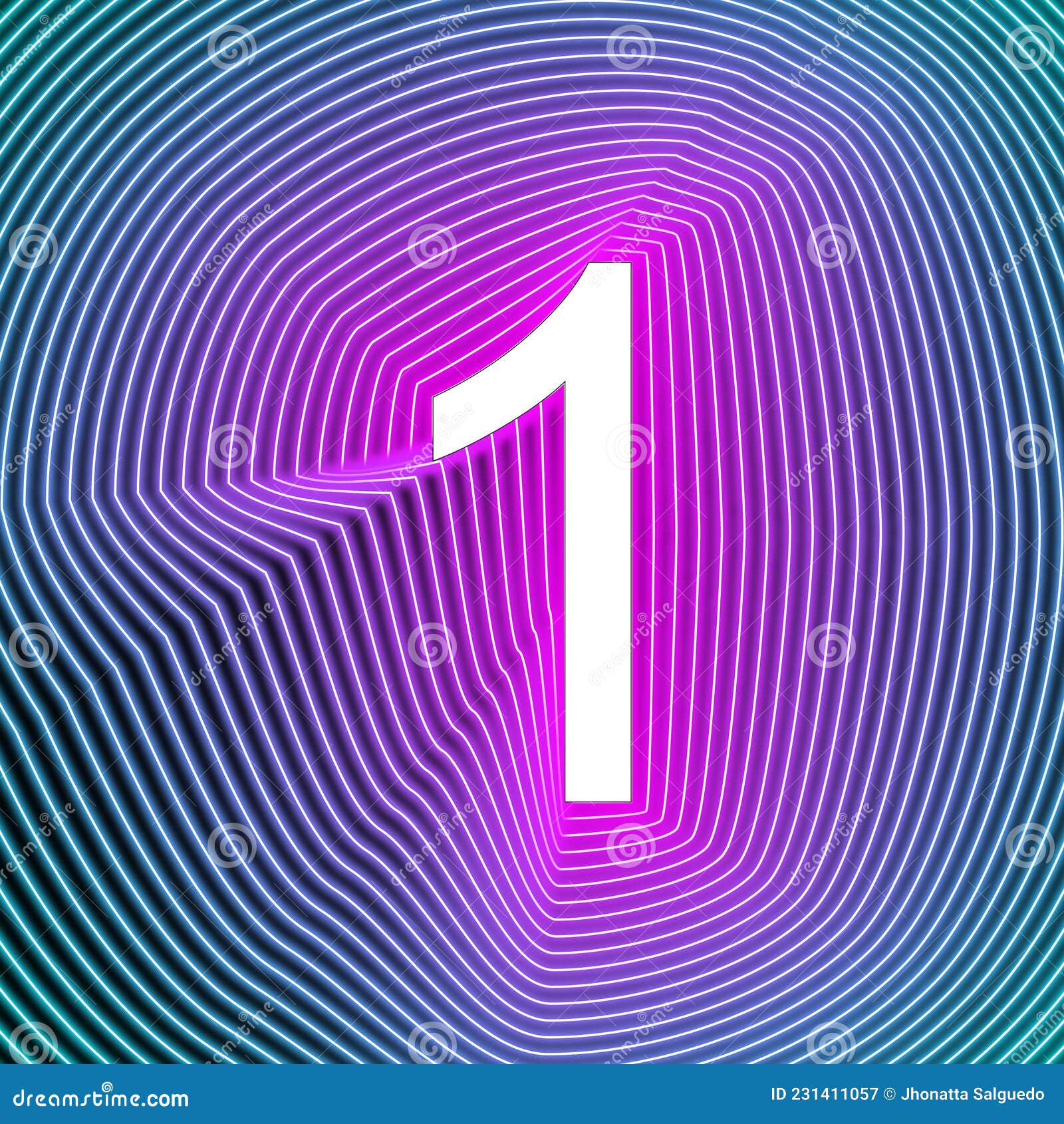Number One Illustration Neon Light First Concept Stock Illustration ...