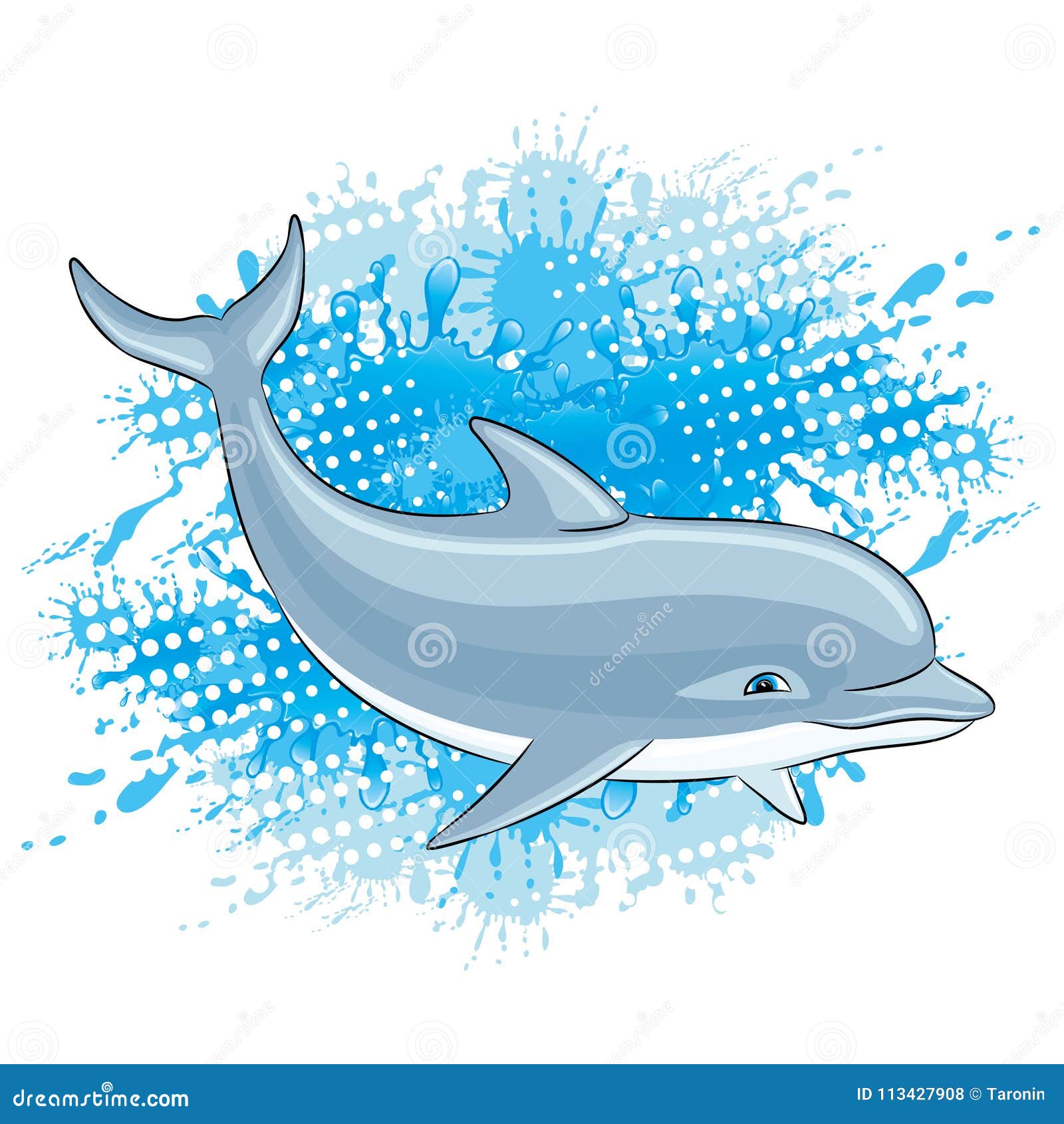 Dolfijn en waterplons vector illustratie. Illustration of dolfijn ...