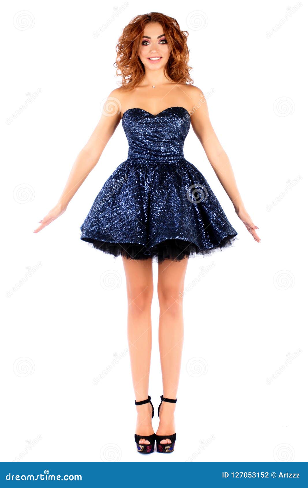 Doll in a blue dress stock photo. Image of barbie, dress - 127053152
