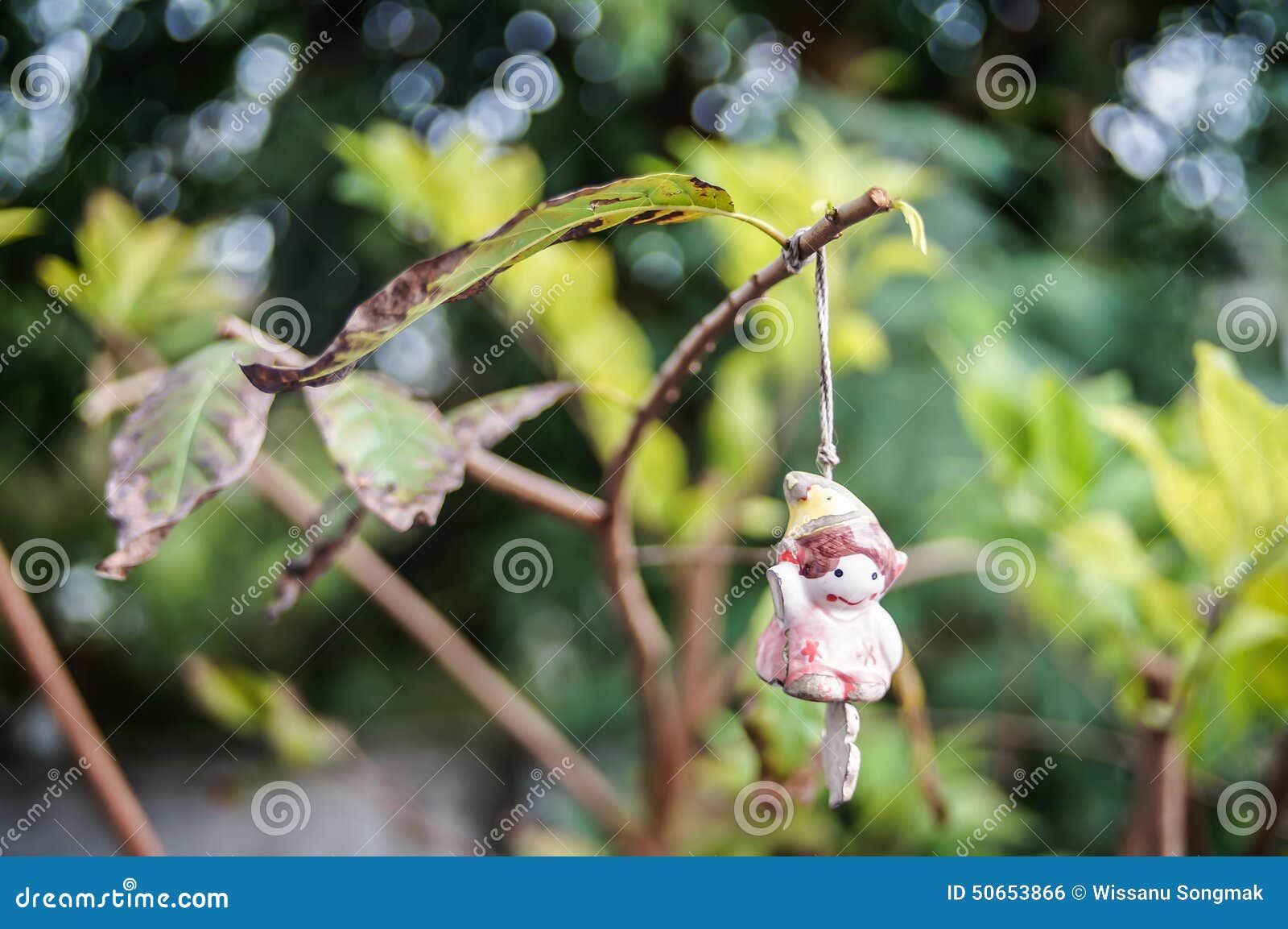 Doll hanging on the tree stock photo. Image of rope, smile - 50653866