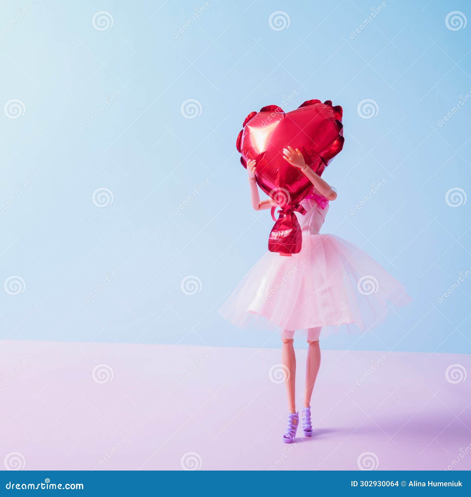 Doll with Heart Shape Balloon. Creative Valentines Day Concept Stock ...