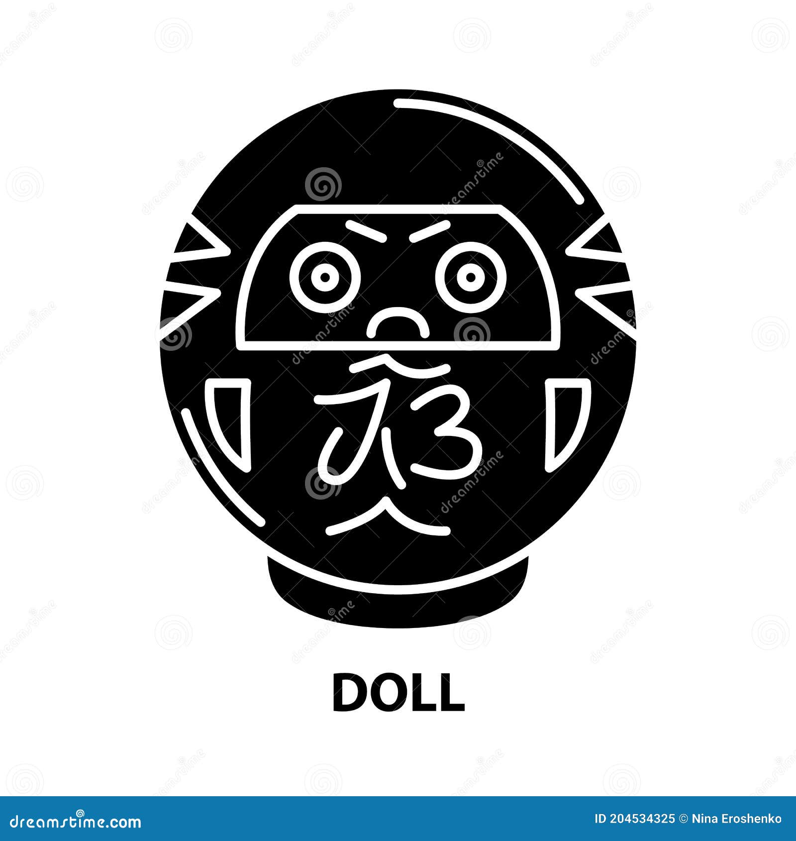 Doll Icon, Black Vector Sign with Editable Strokes, Concept ...