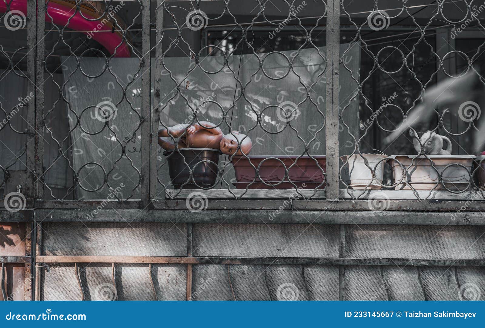 Doll Lies on Window . Abandoned Children Concept Stock Image - Image of ...
