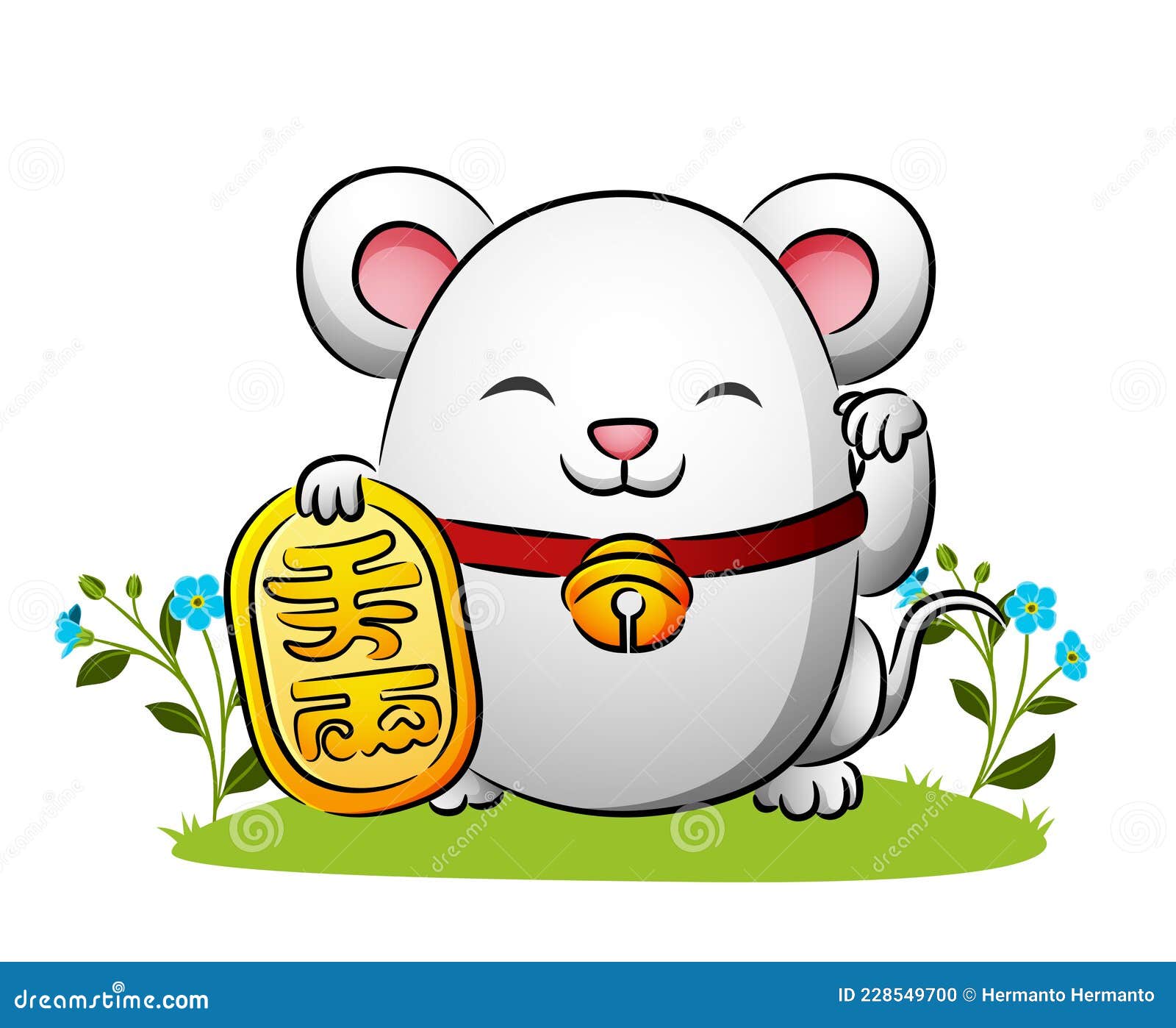 The Doll of the Lucky Mouse is Holding the Gold Bar Stock Vector ...