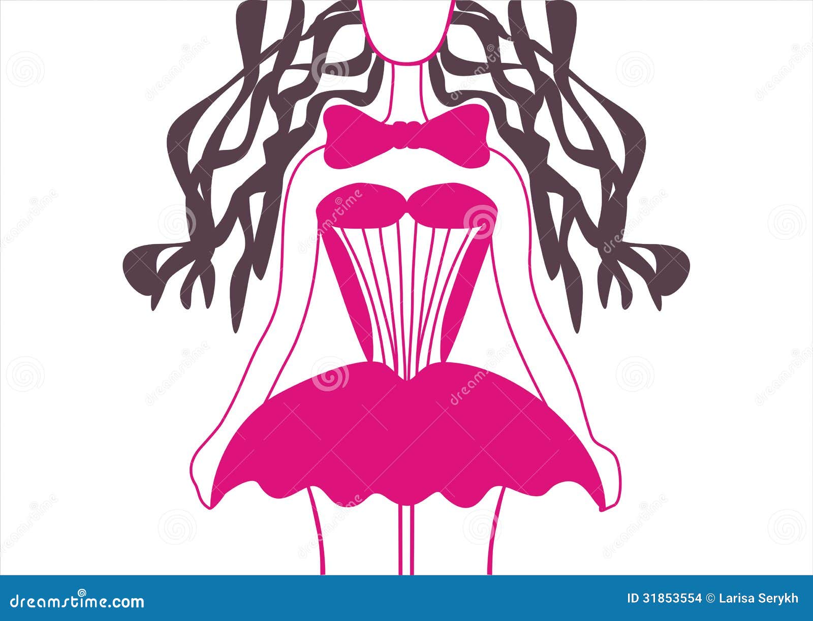 Doll in a pink dress stock vector. Illustration of hair - 31853554