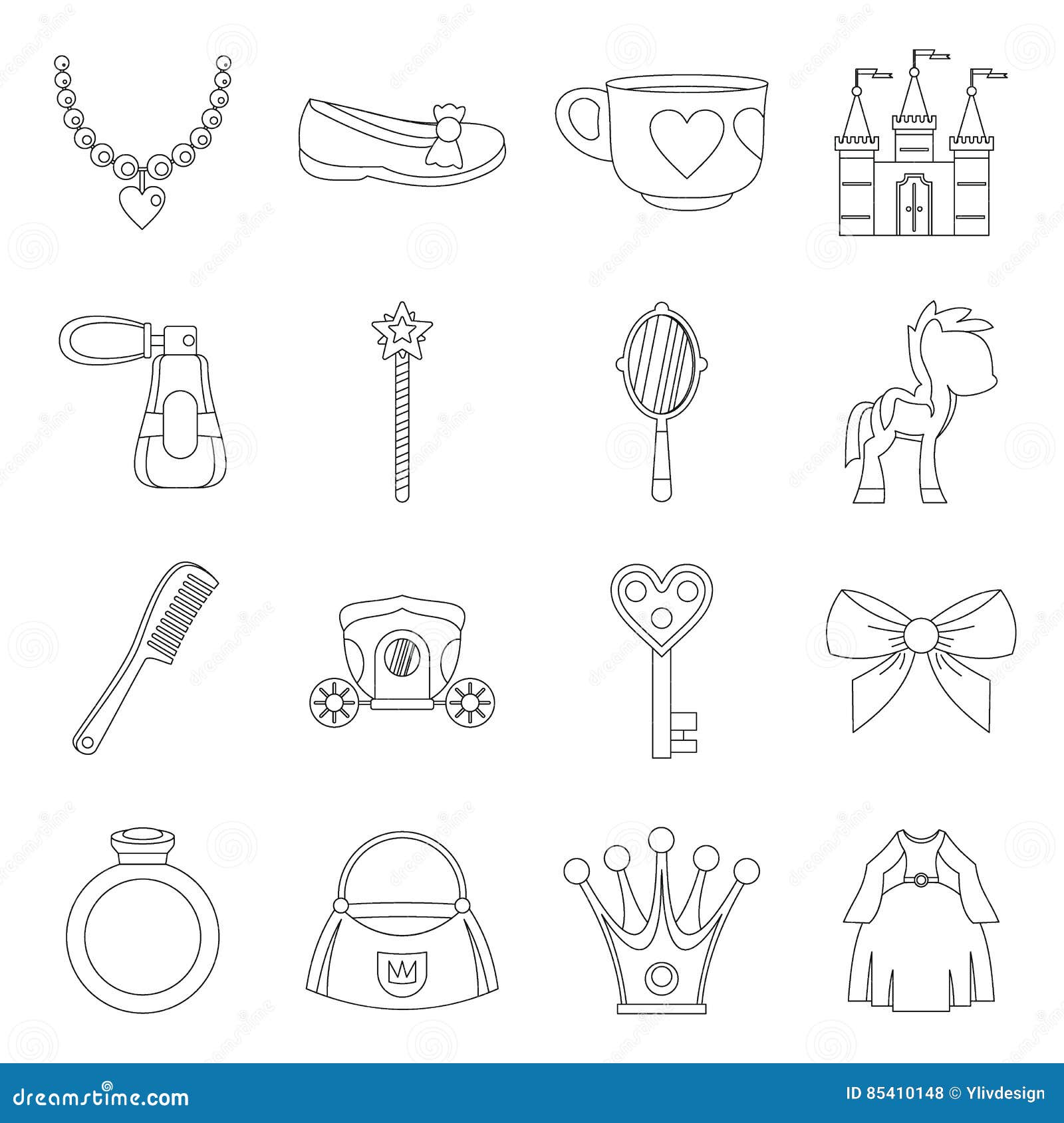 Princess Items Vector Illustrations Set | CartoonDealer.com #168615502