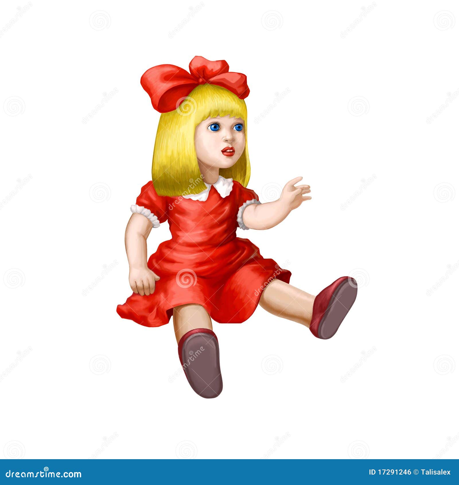 Doll in red dress isolated stock illustration. Illustration of sketch ...