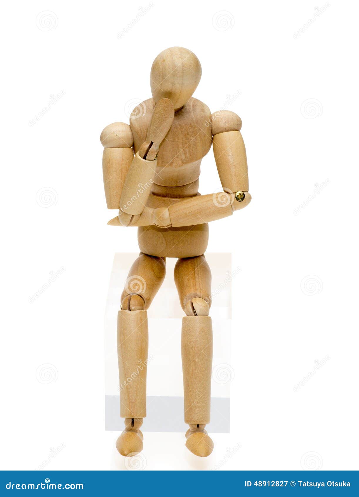 Doll in thinking pose stock image. Image of doll, sitting - 48912827
