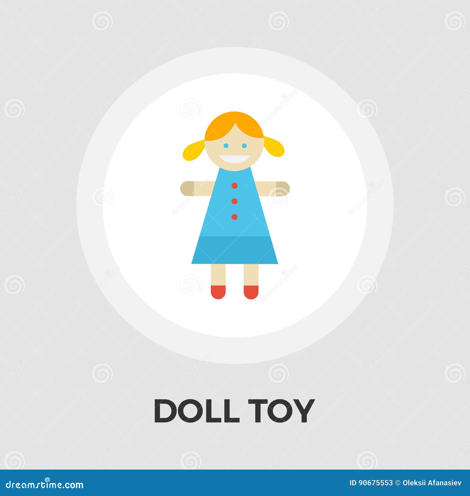 Doll toy vector flat icon stock vector. Illustration of born - 90675553