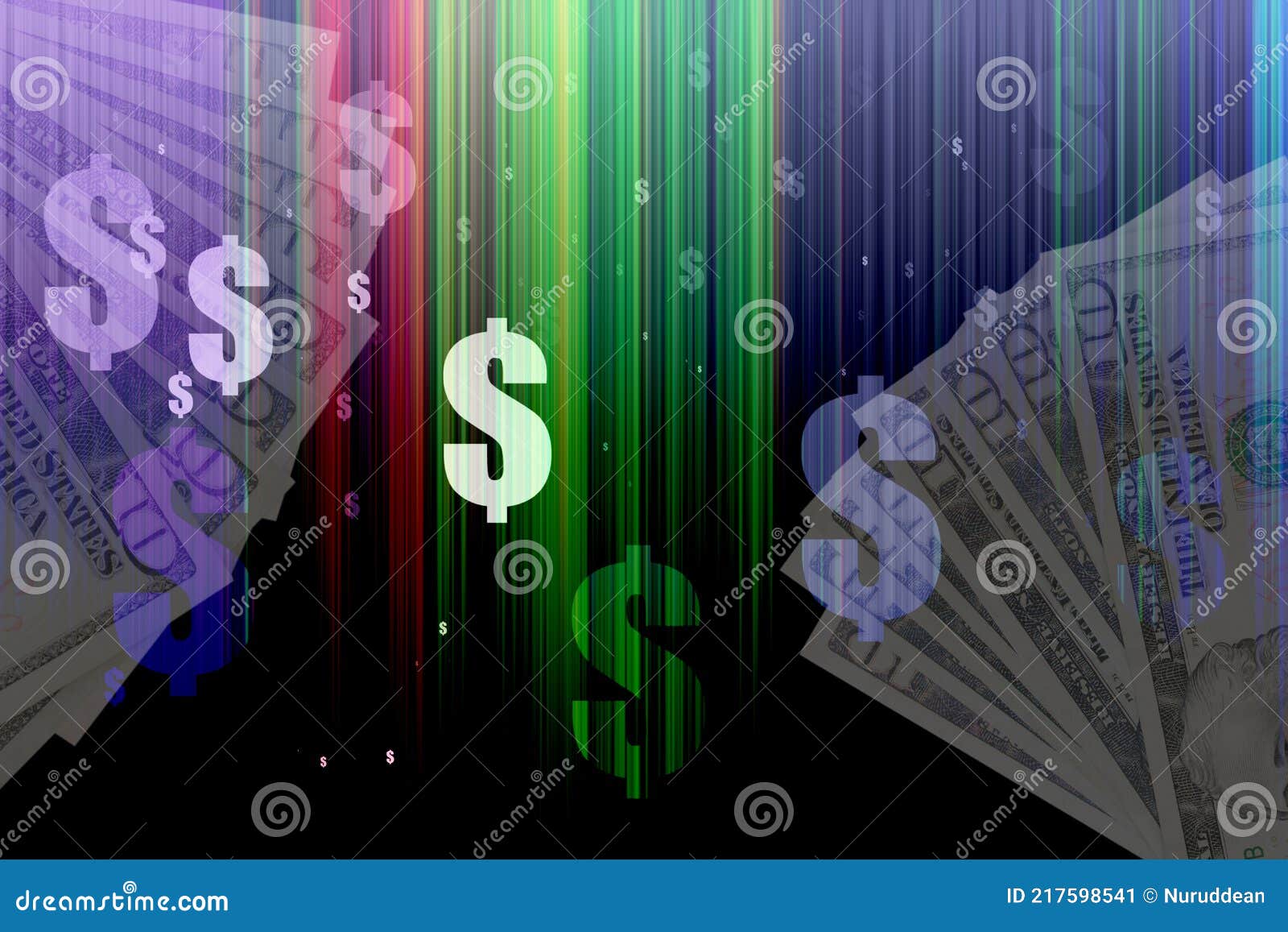 Dollar on Abstract Lines Effect on Background Stock Illustration ...