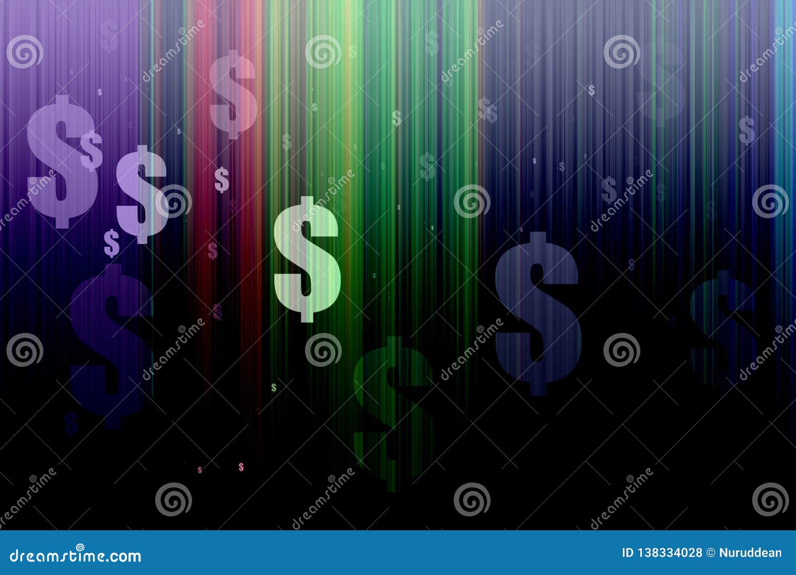 Dollar on Abstract Lines Effect on Dark Background Stock Illustration ...