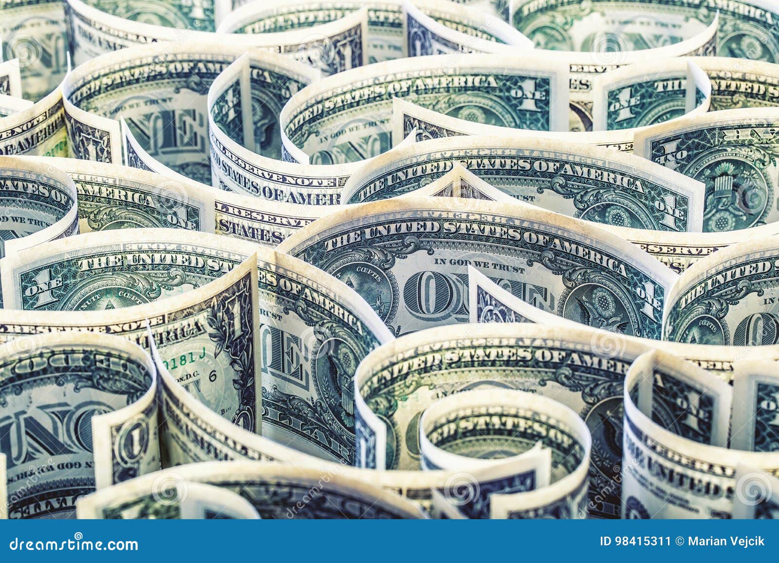 Dollar. American Dollar Banknotes Rolled in Different Positions Stock ...