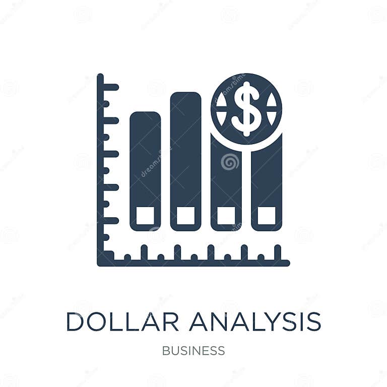 Dollar Analysis Bars Chart Icon In Trendy Design Style Dollar Analysis Bars Chart Icon Isolated