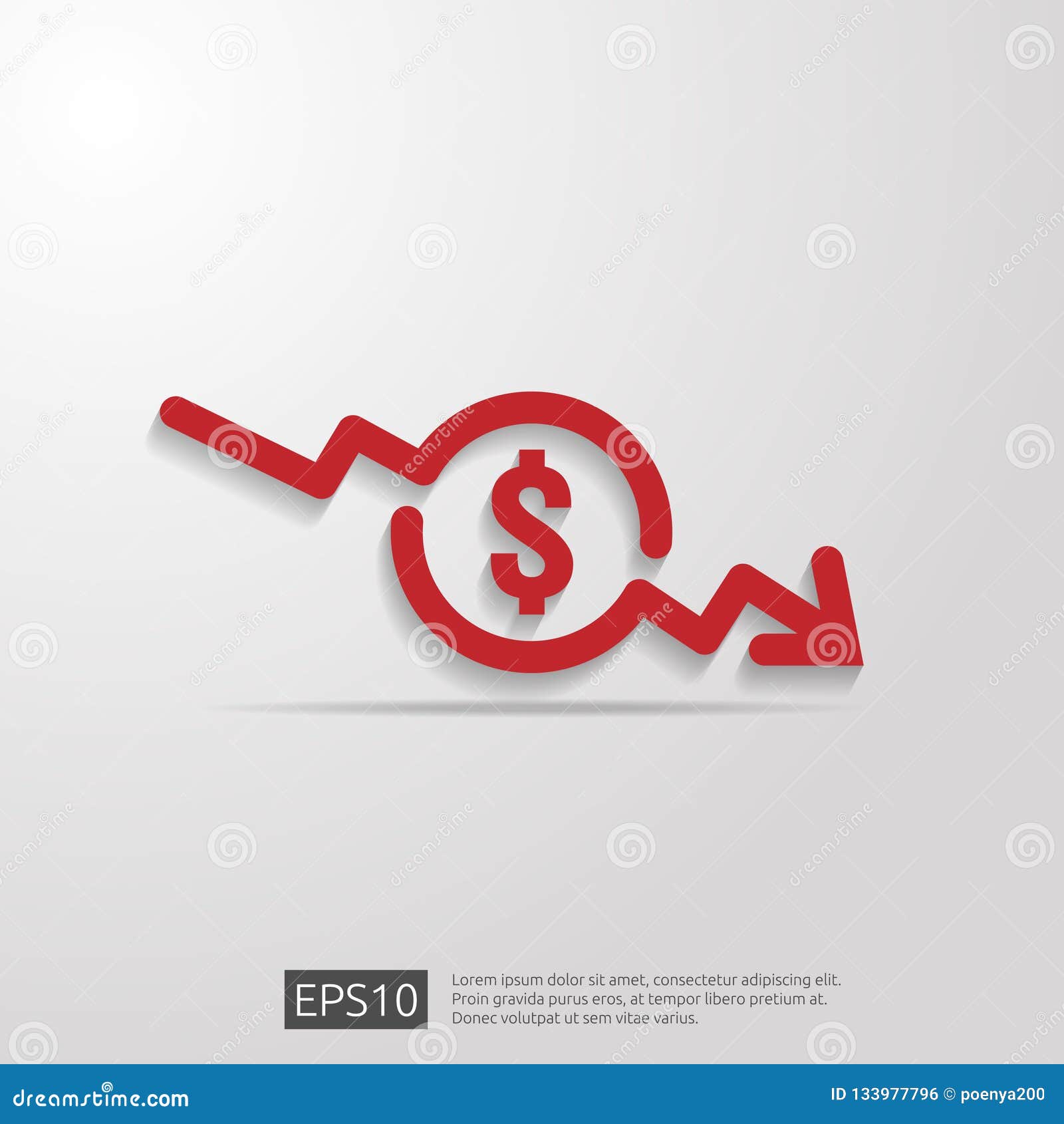 Dollar Arrow Decrease Icon. Money Arrow Symbol. Economy Stretching ...