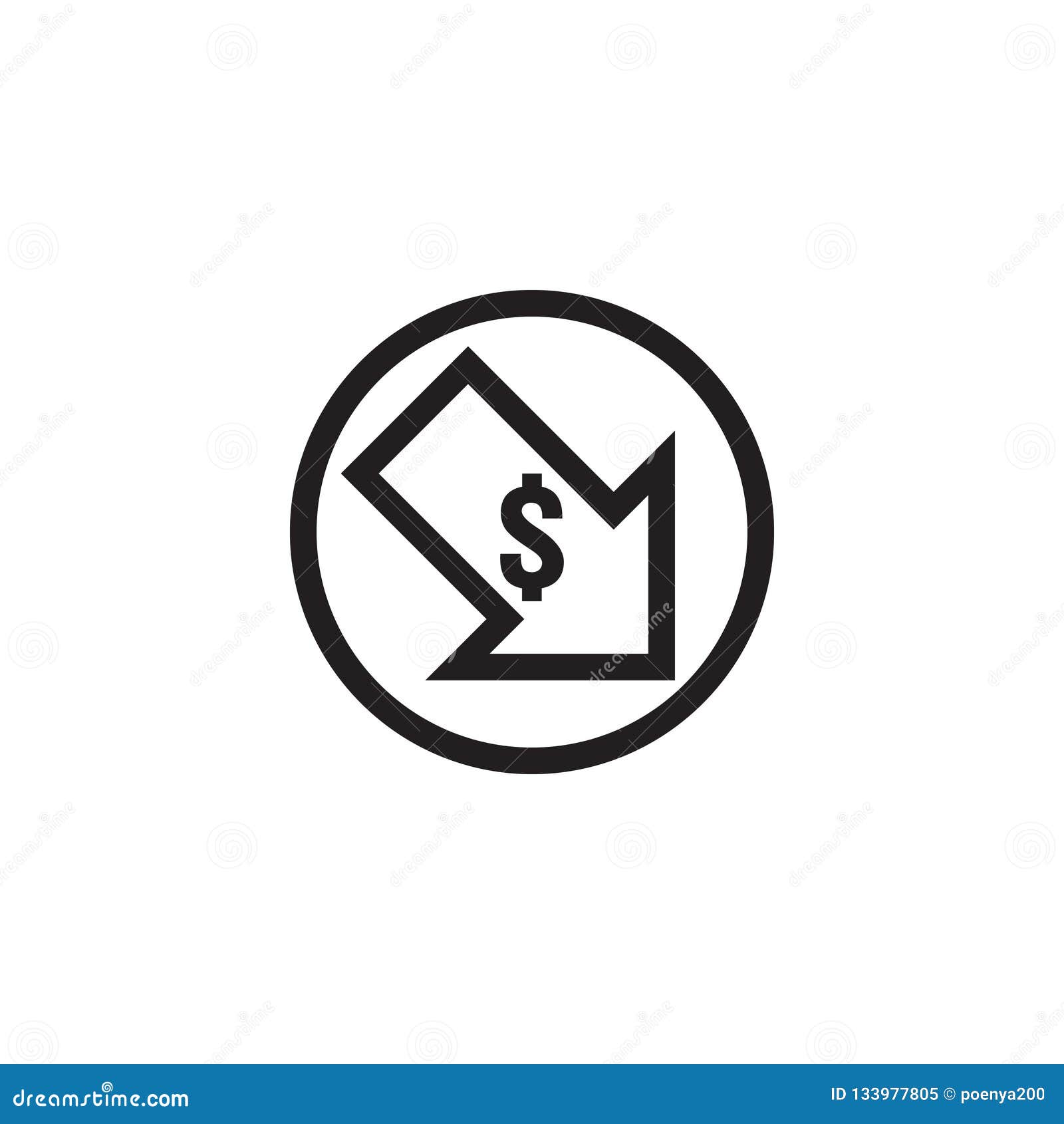 Dollar Arrow Decrease Icon. Money Arrow Symbol. Economy Stretching ...