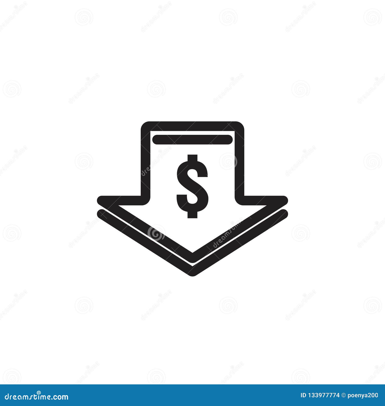 Dollar Arrow Decrease Icon. Money Arrow Symbol. Economy Stretching ...