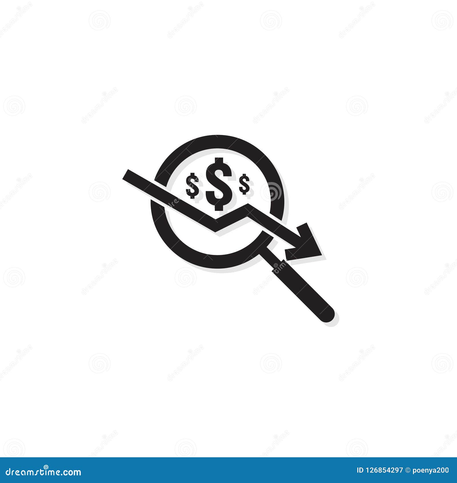 Dollar Arrow Decrease Rate Icon. Money Arrow Symbol. Economy Stretching Rising Drop Fall Down ...