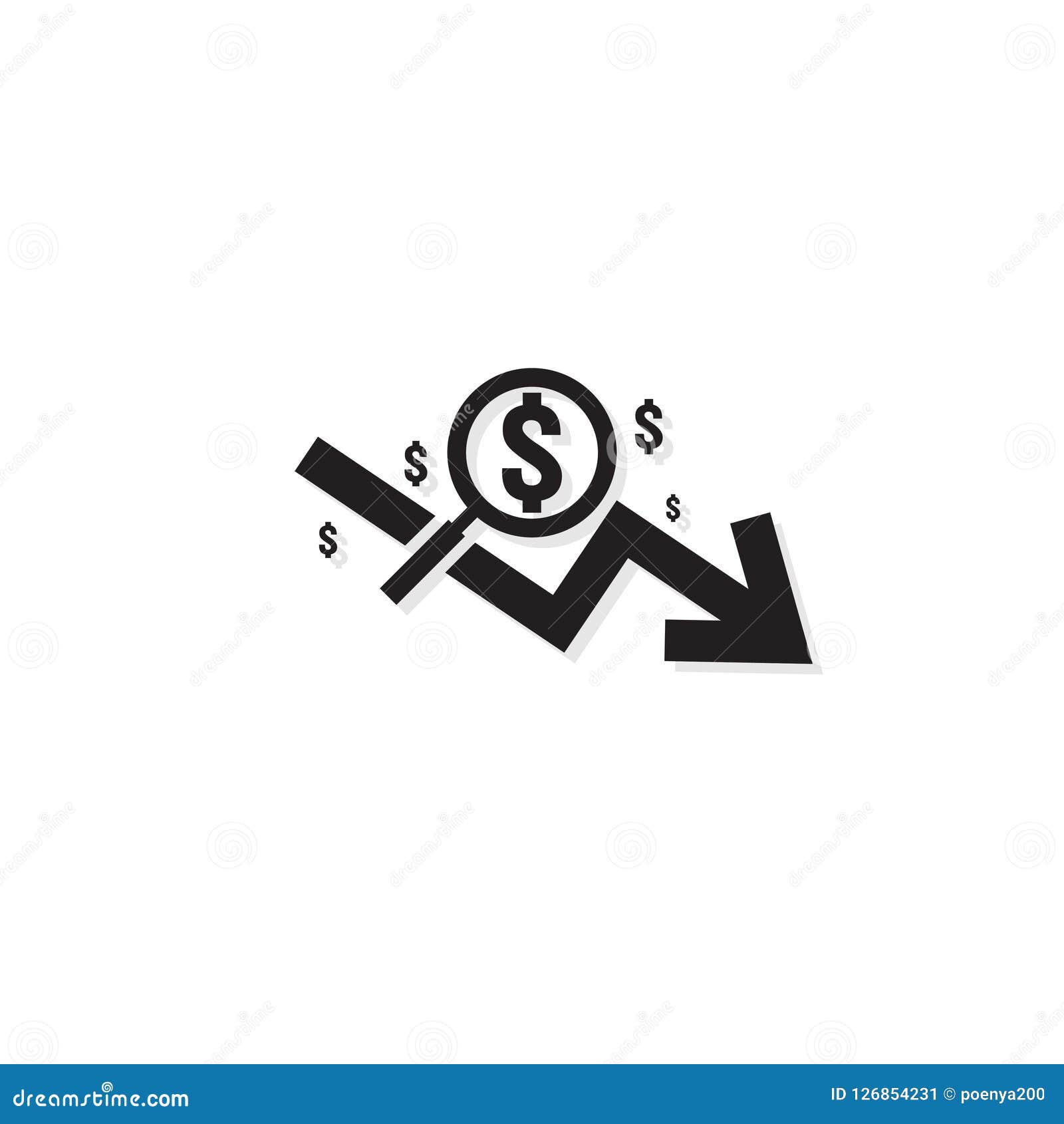 Dollar Arrow Decrease Rate Icon. Money Arrow Symbol. Economy Stretching Rising Drop Fall Down ...