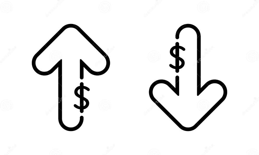 Dollar Arrow Up and Down Icon in Line Style. USD Growth and Decline ...