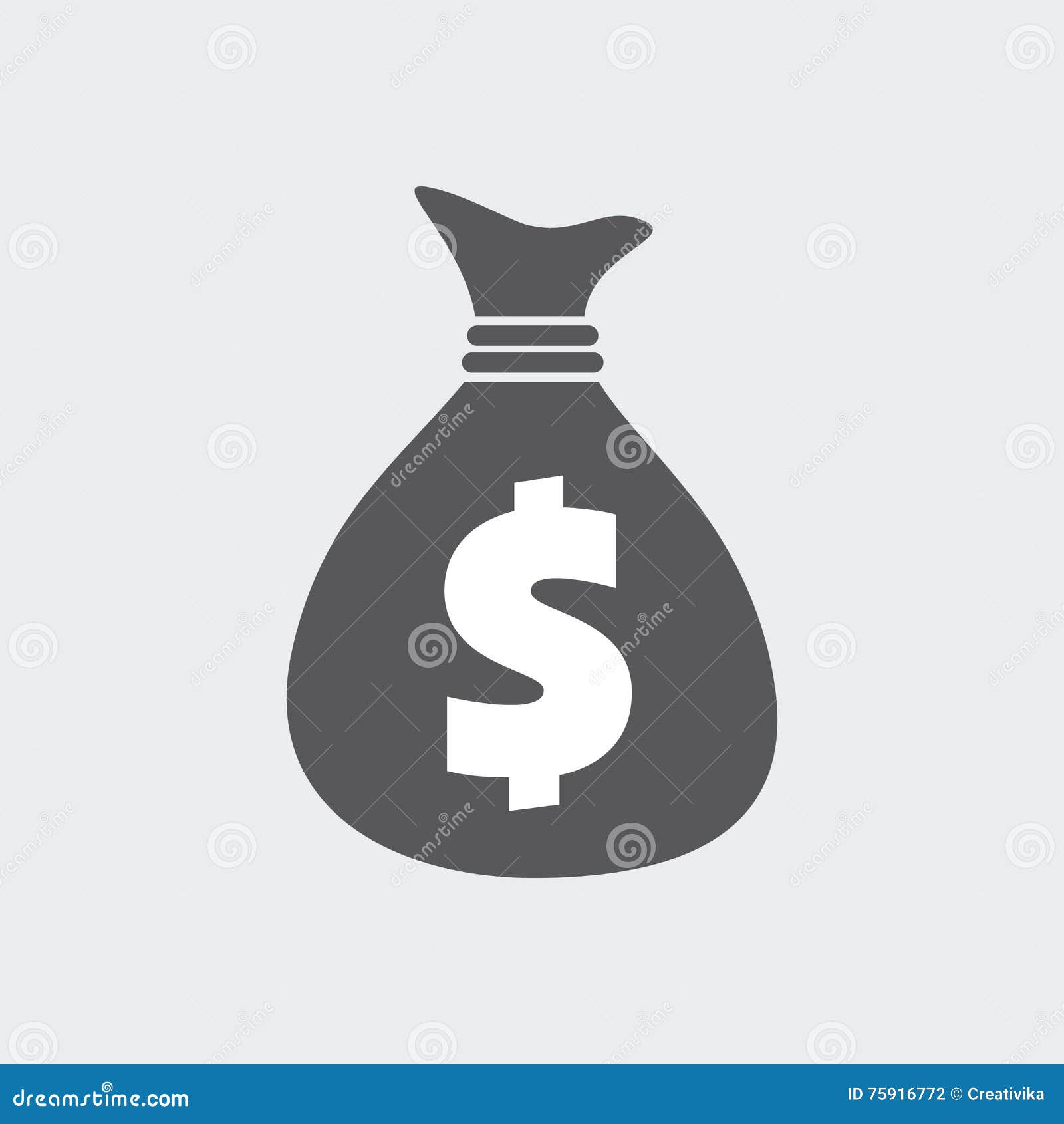 Dollar Bag Icon stock vector. Illustration of million - 75916772