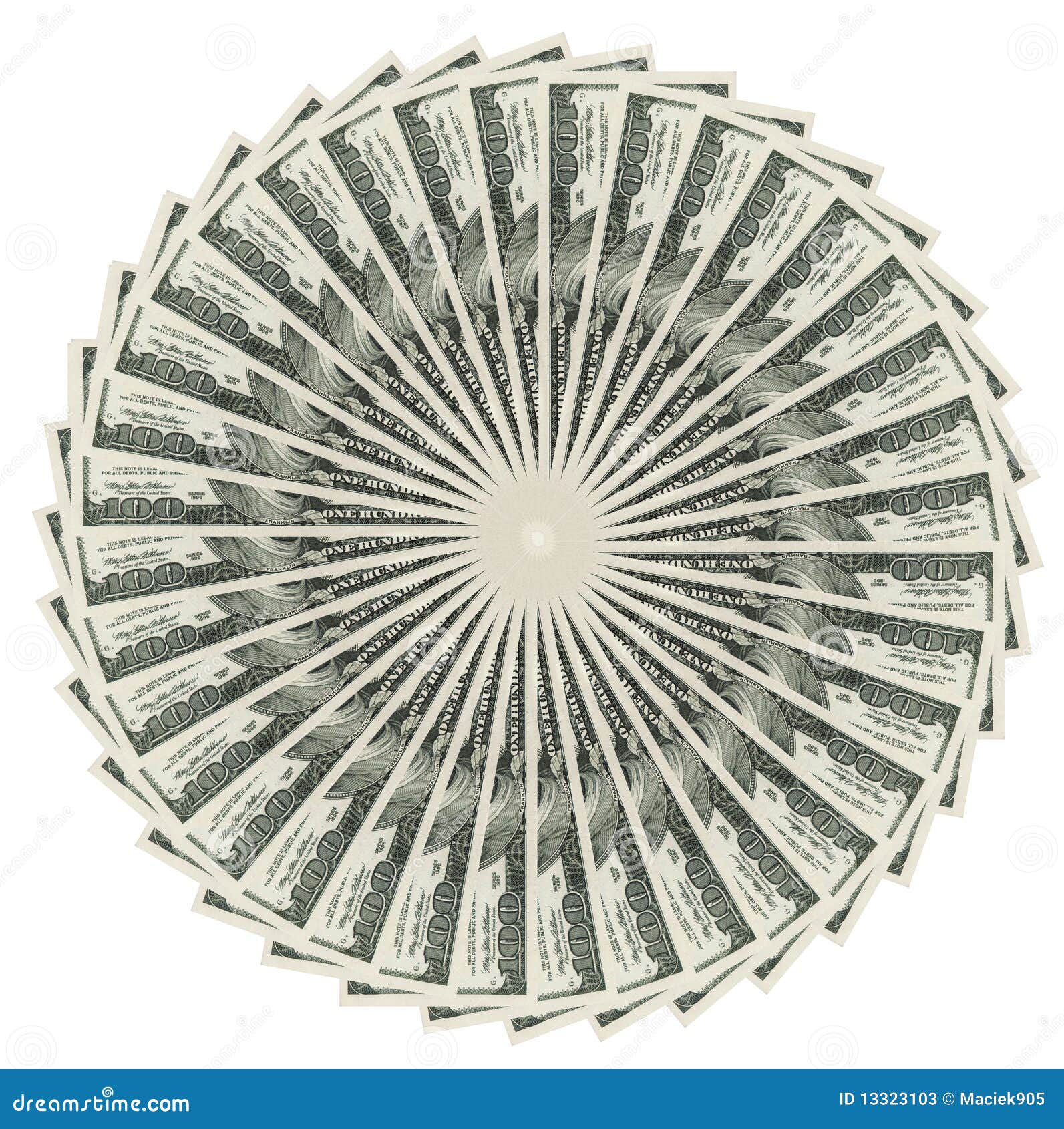 Dollar Bank Notes Circle Stack Isolated on White Stock Image - Image of ...