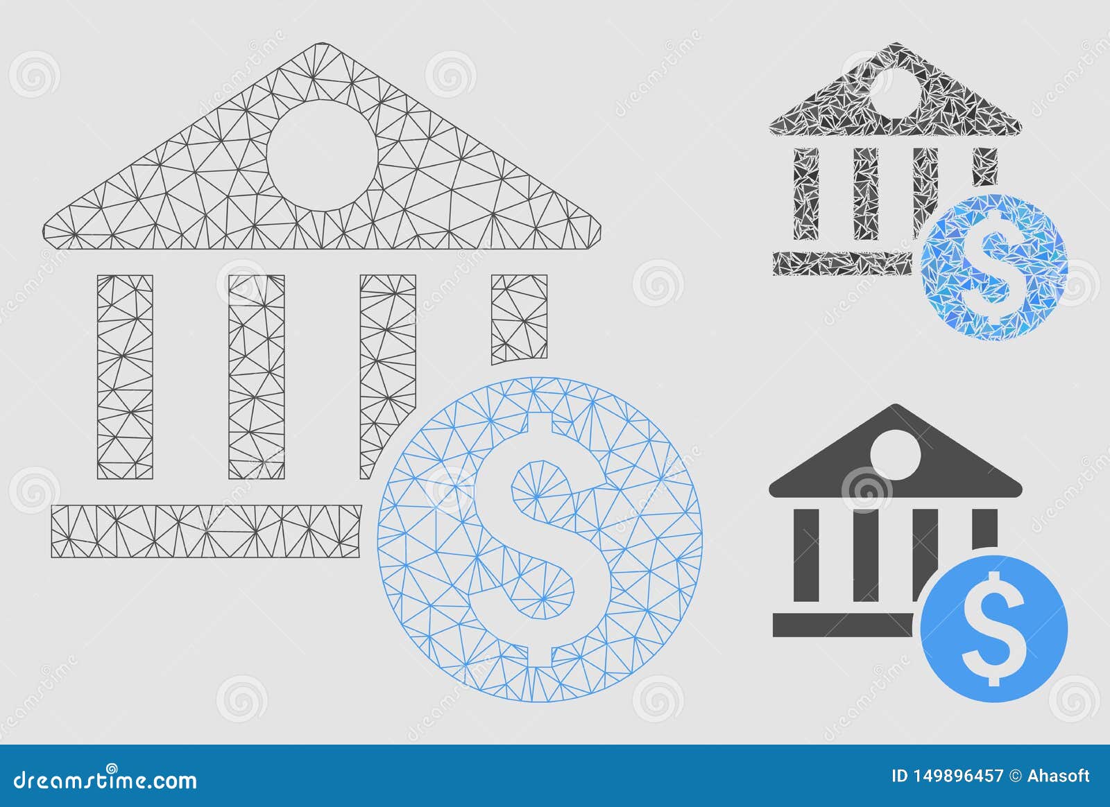 Dollar Bank Vector Mesh 2D Model and Triangle Mosaic Icon Stock Vector ...