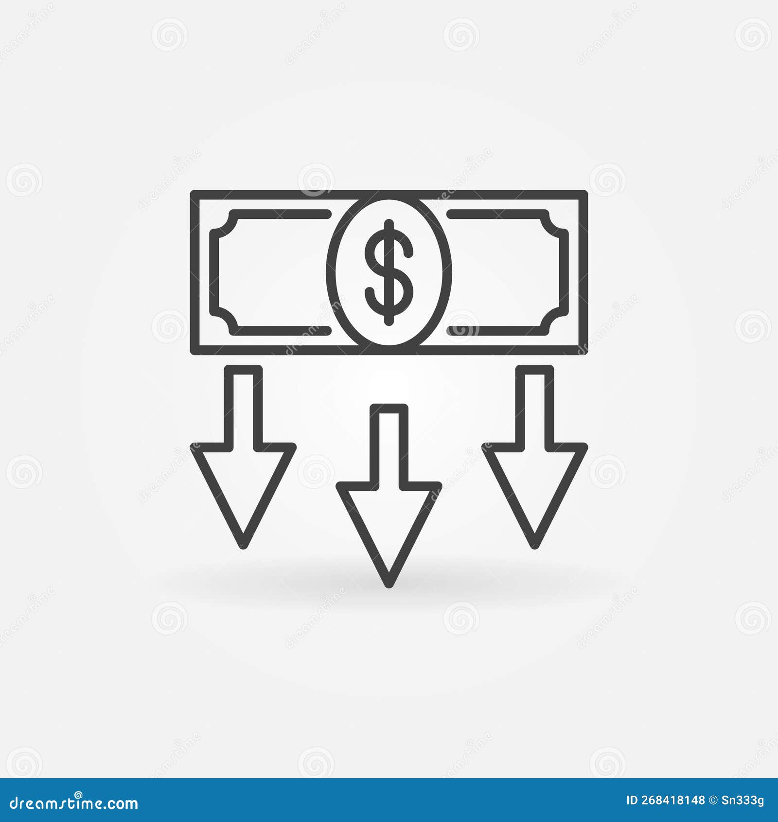 Dollar Banknote with Arrows Vector Devaluation Concept Linear Icon ...