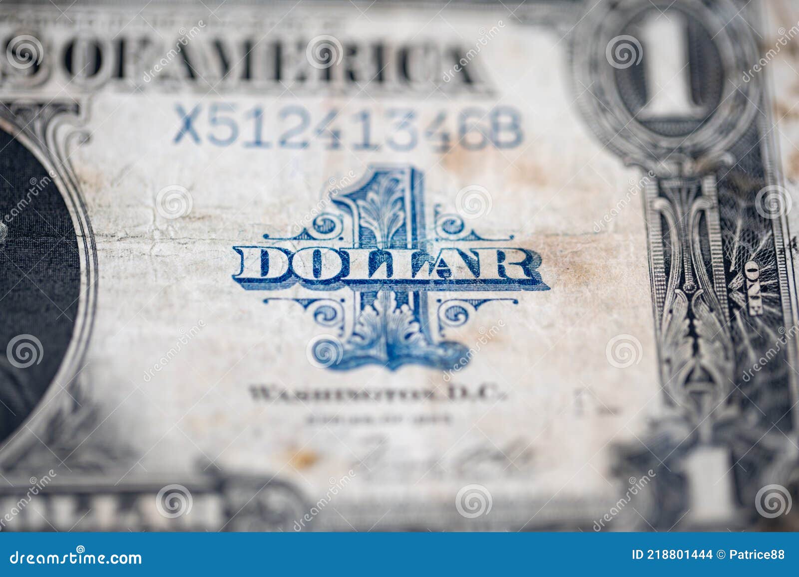 1923 Dollar Banknote Closeup, 1 Dollar Writing In Blue On Silver Dollar ...