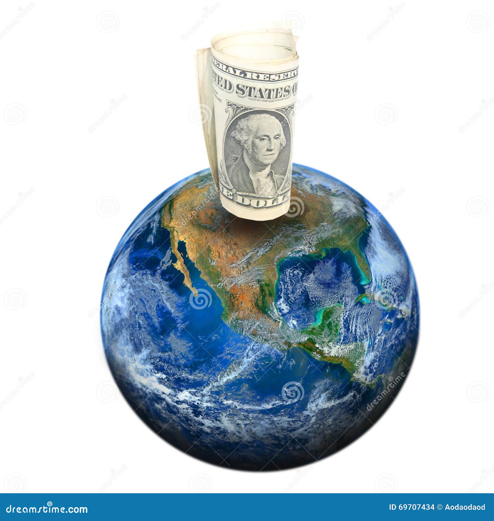 A Dollar Banknote on the Earth. Elements of this Image Furnished B ...