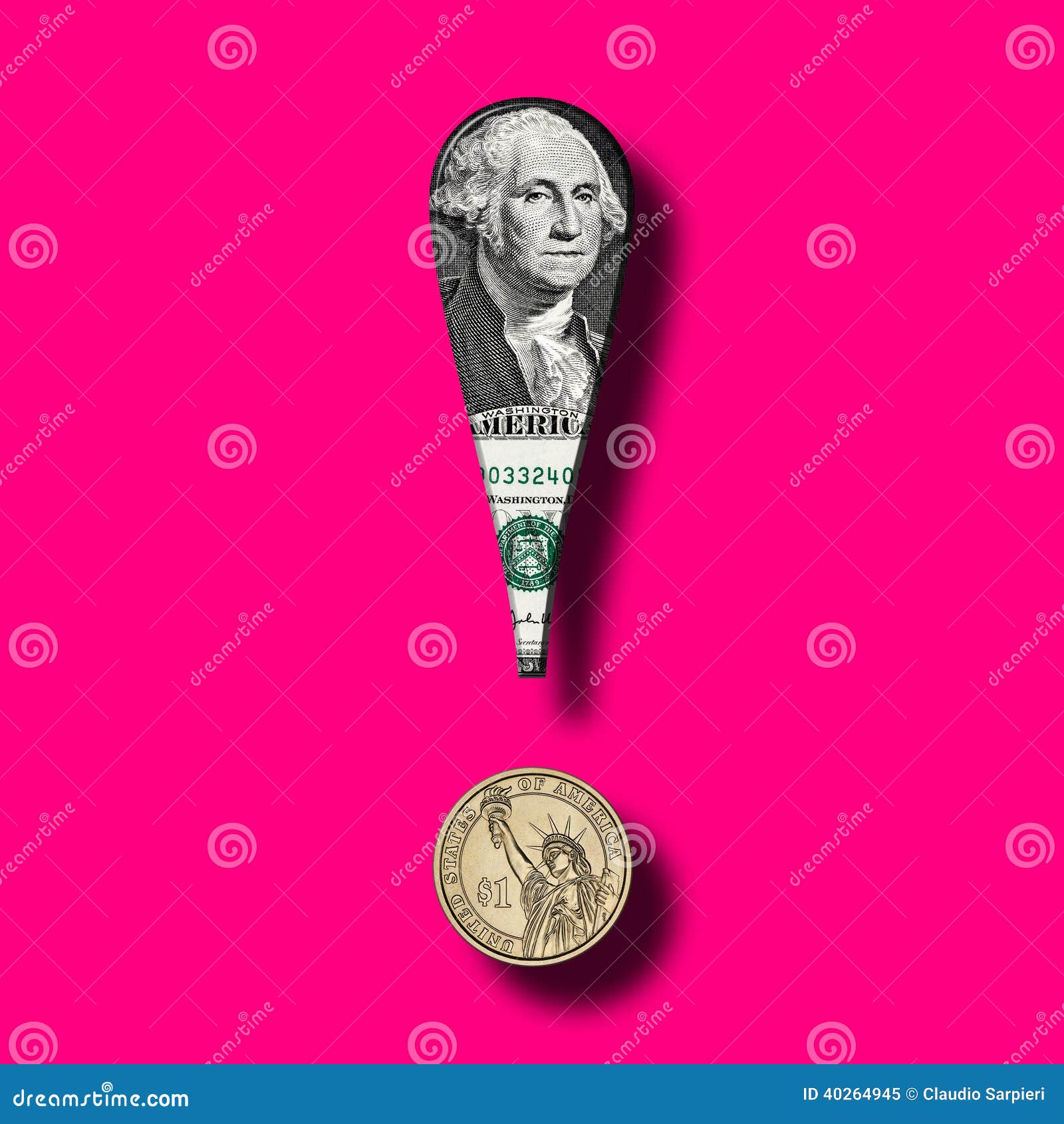 Dollar Banknote on Exclamation Mark Stock Illustration - Illustration ...