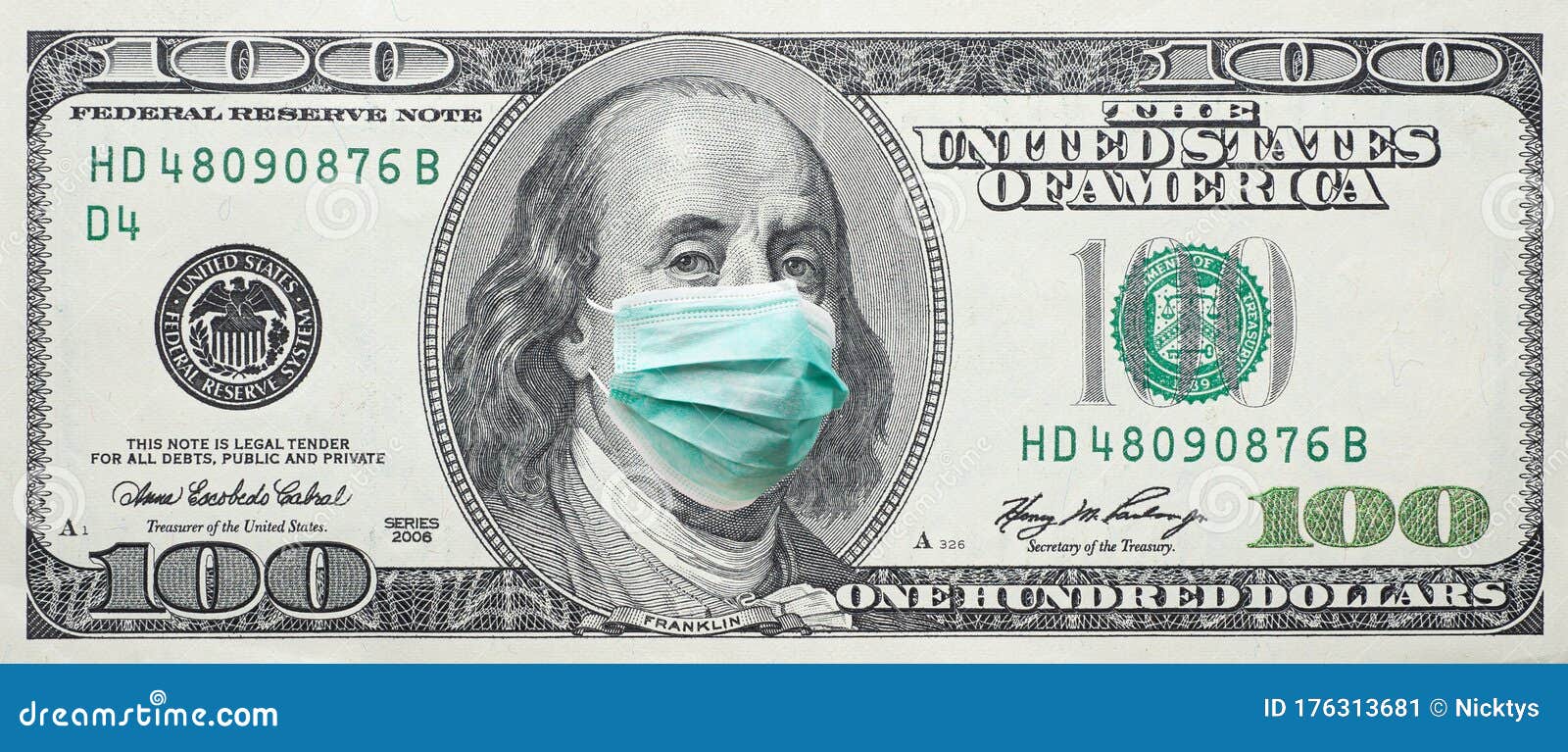 100 Dollar Banknote with Face Mask Stock Image - Image of face, savings ...