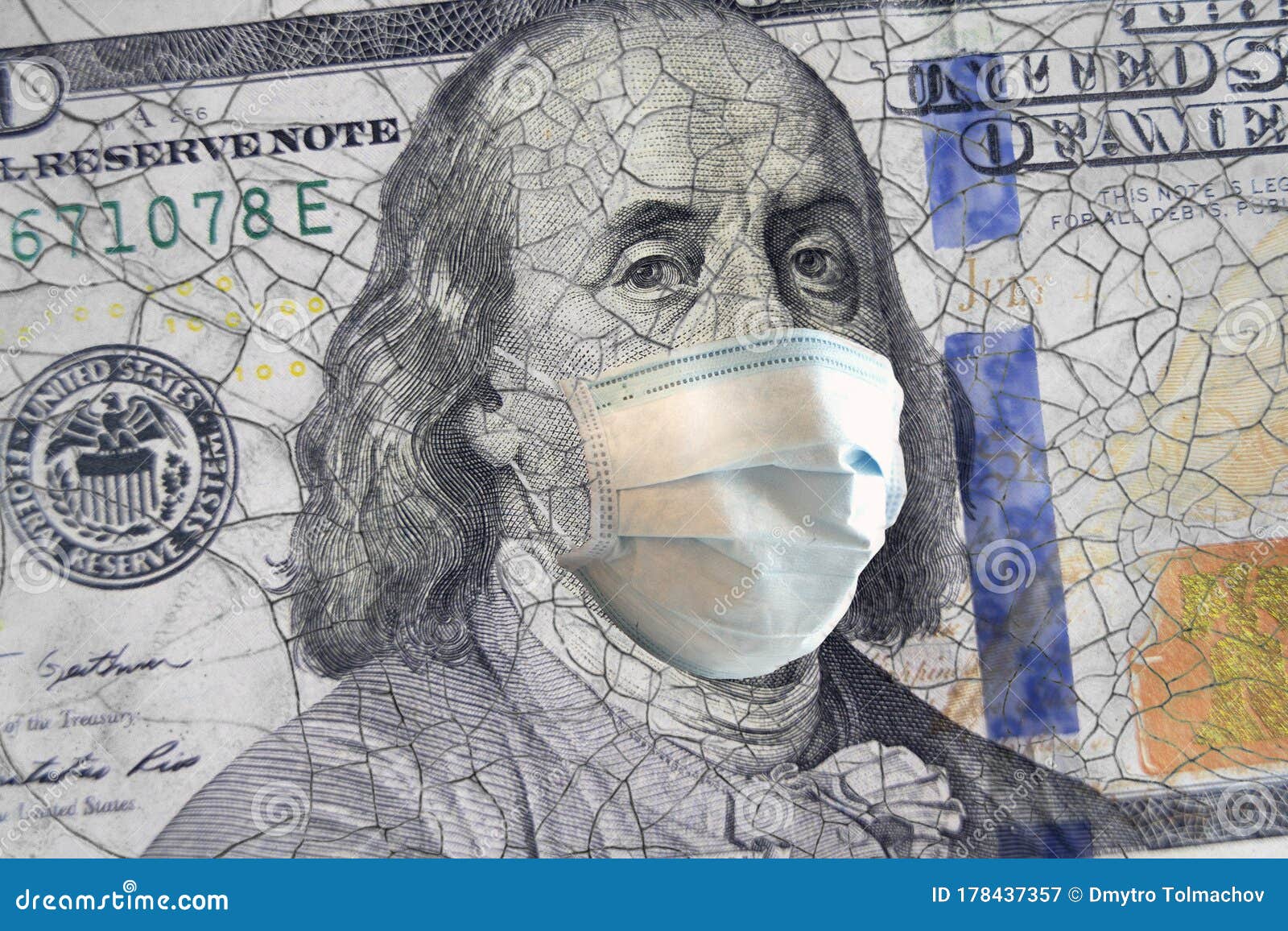 100 Dollar Banknote with a Face Mask Stock Image - Image of disease ...