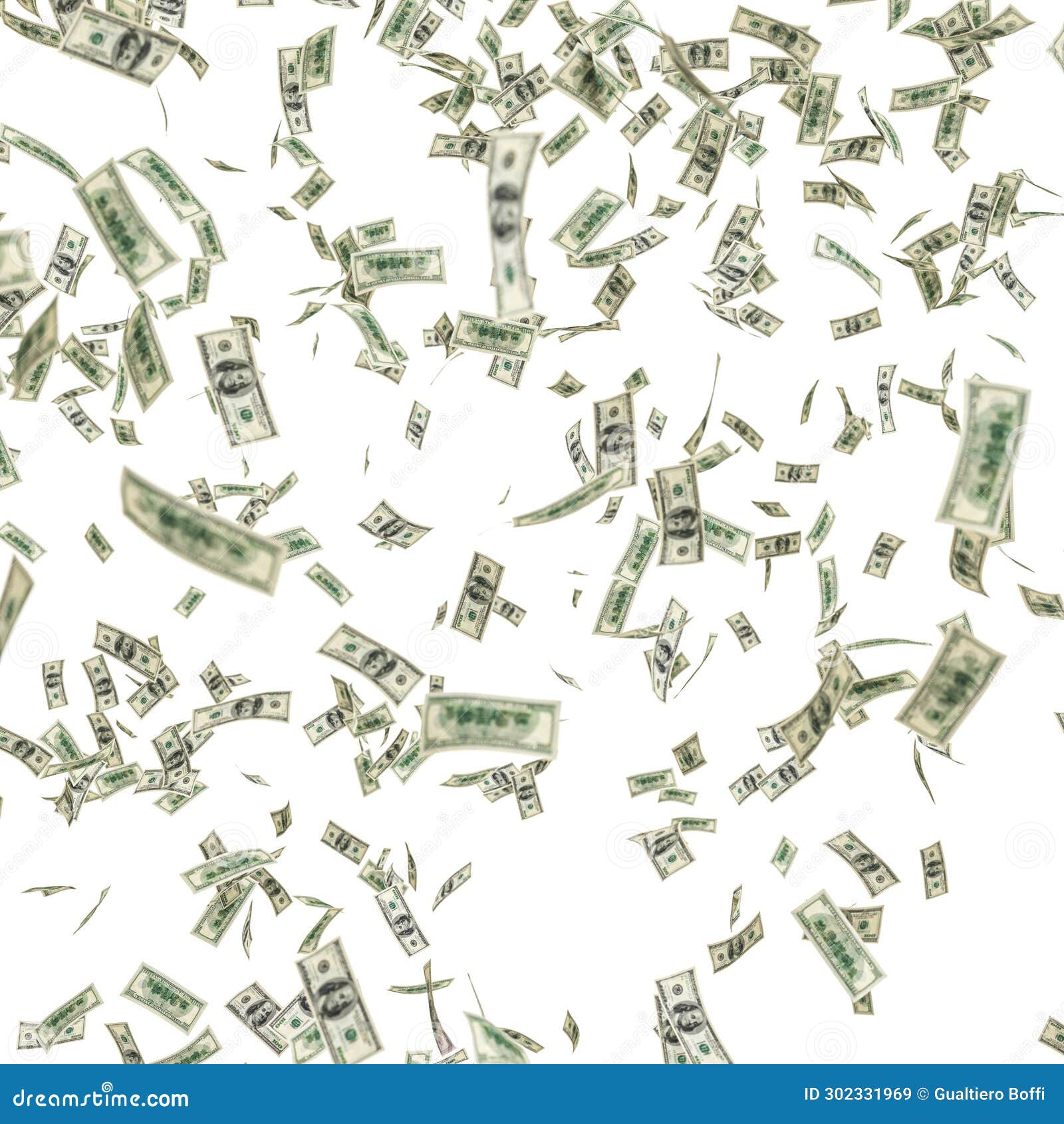 Dollar Banknote Fall from the Sky Isolated on White Stock Illustration ...