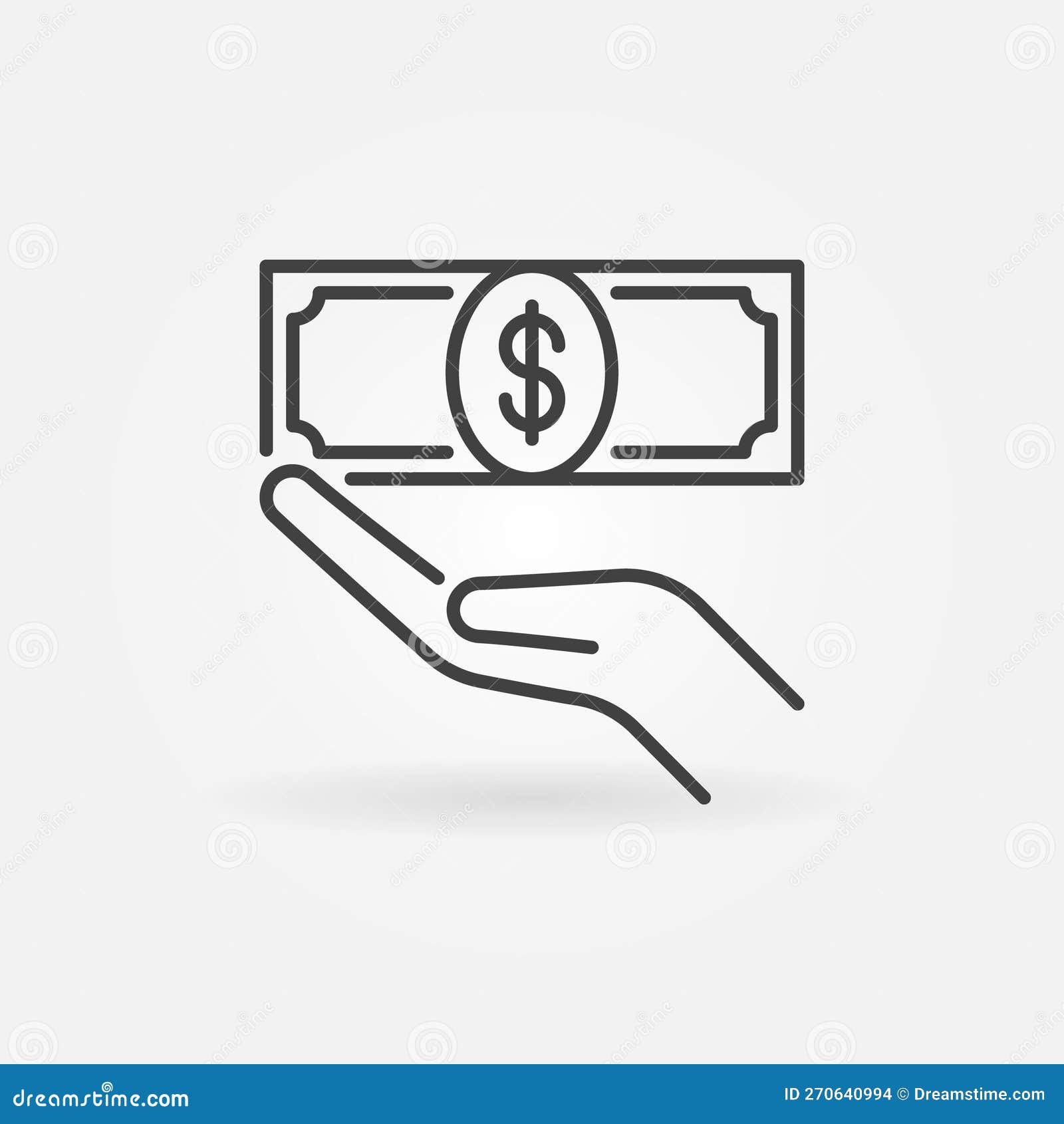 Dollar Banknote in Hand Vector Concept Linear Icon or Sign Stock ...