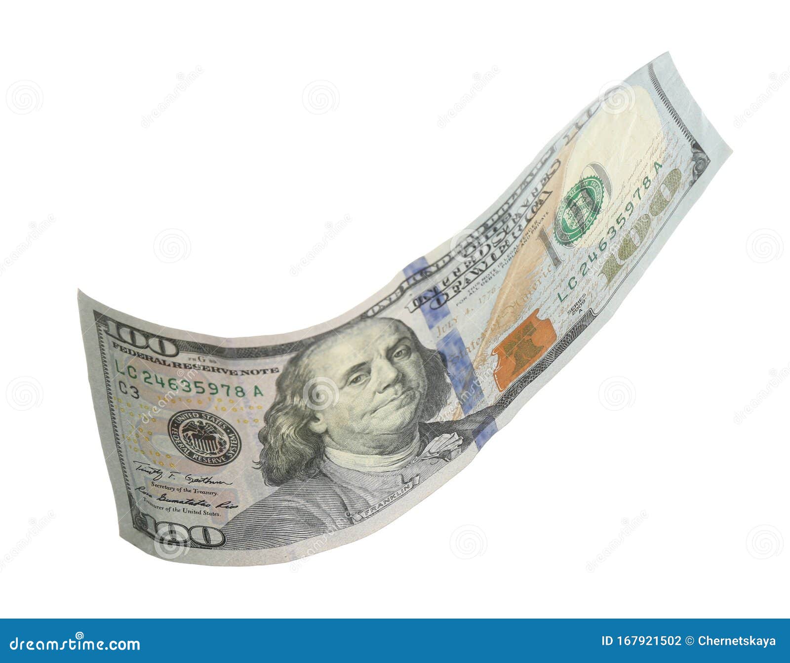 Dollar Banknote Isolated. Flying Money Stock Photo - Image of bonus ...