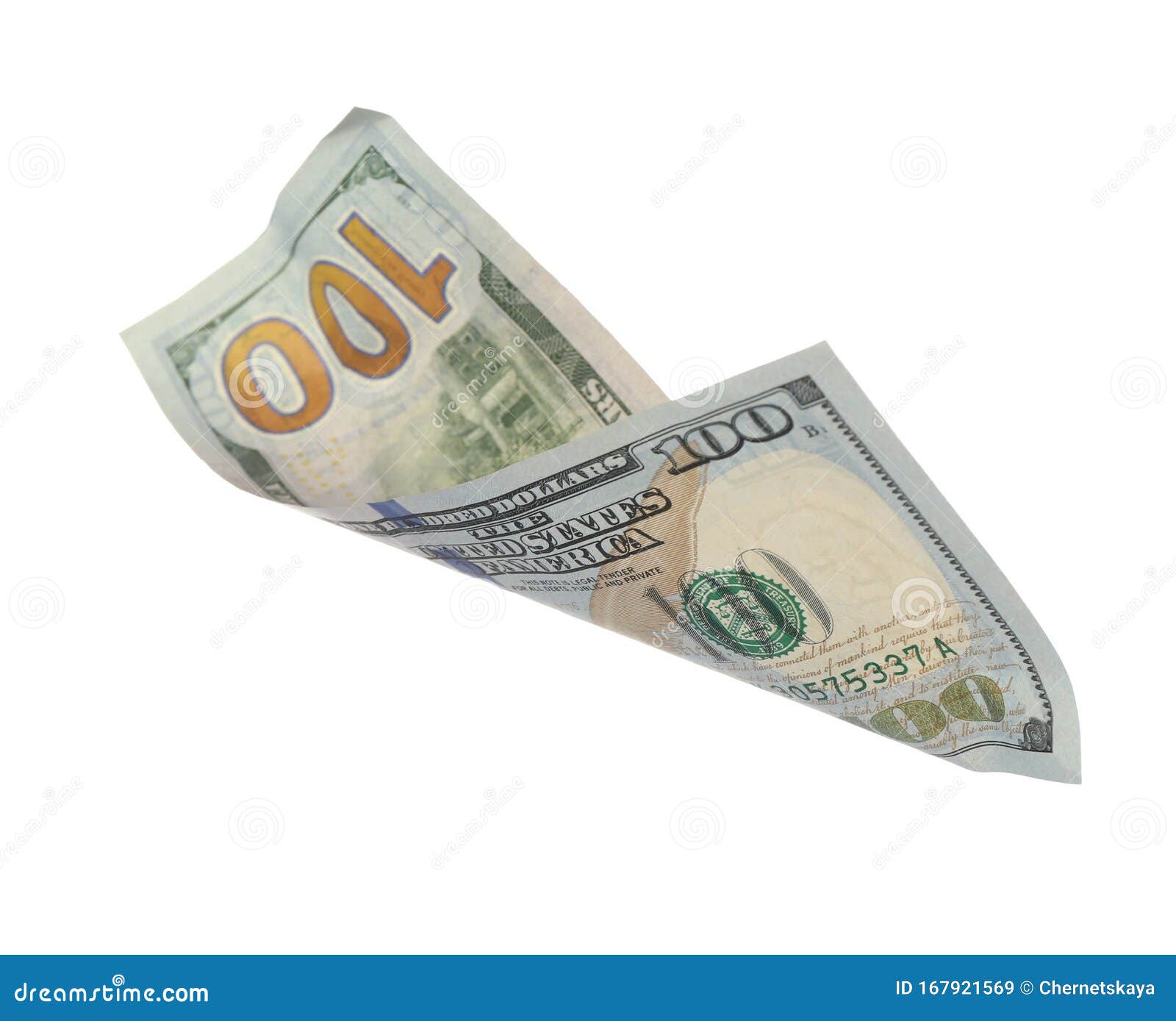 Dollar Banknote Isolated. Flying Money Stock Image - Image of ...