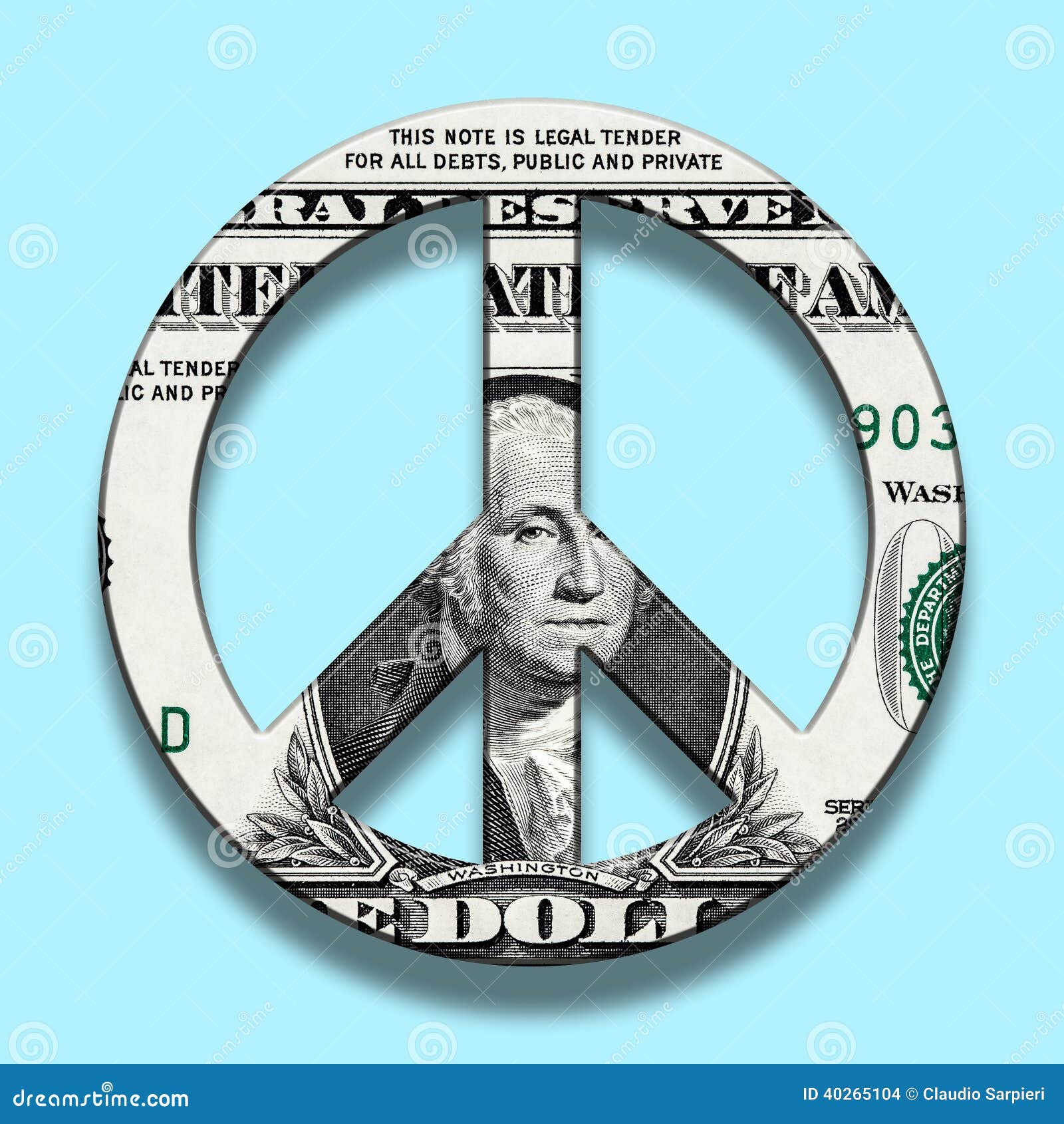 Dollar Banknote on Peace Symbol Stock Illustration - Illustration of ...