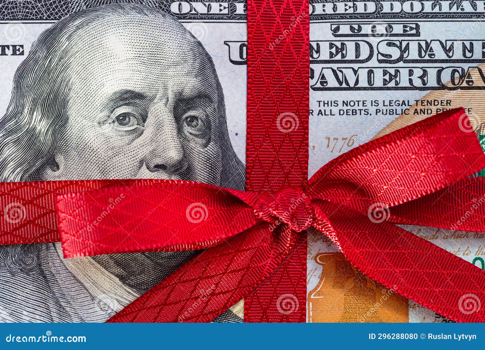 100 Dollar Banknotes with Bow Stock Photo - Image of currency, commerce ...