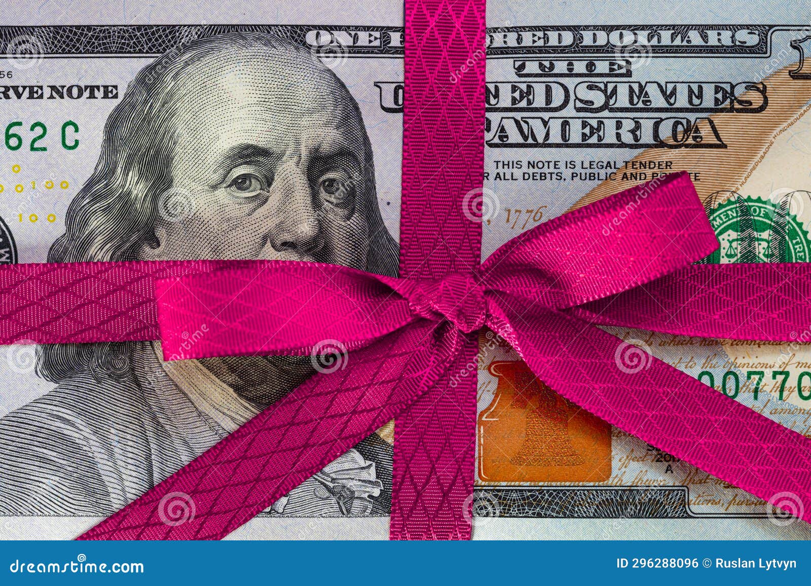 100 Dollar Banknotes with Bow Stock Photo - Image of currency, jackpot ...