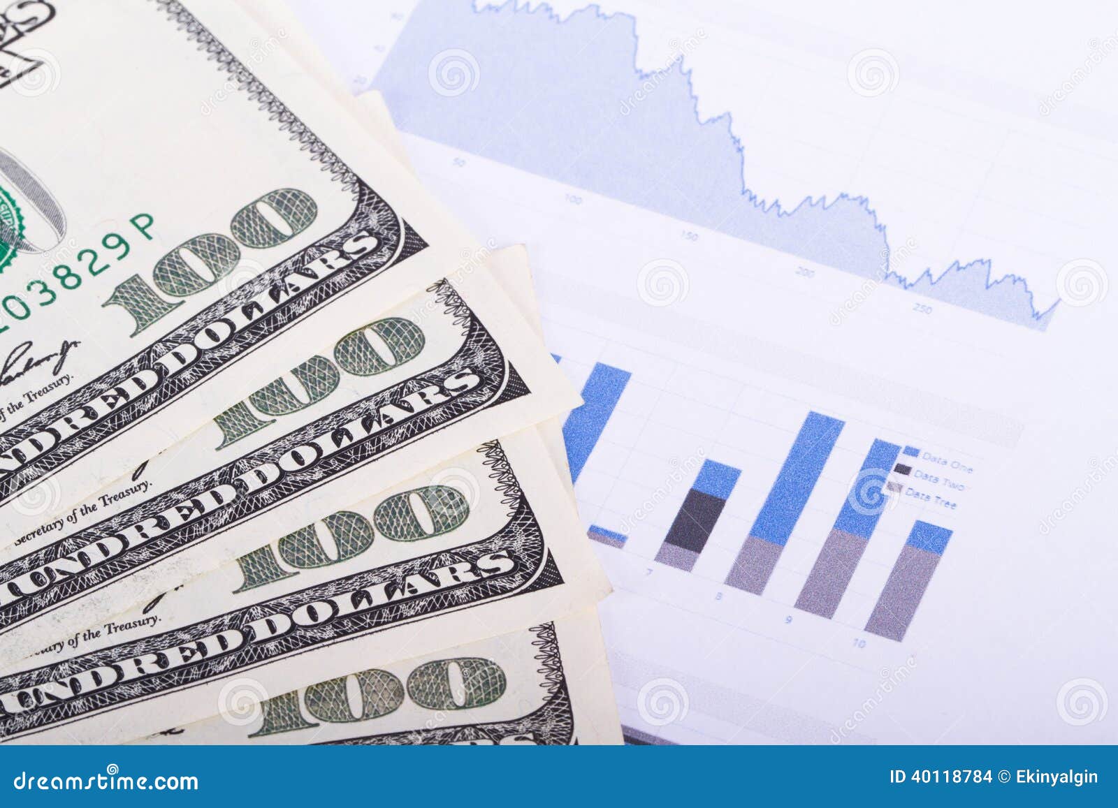 Dollar Banknotes on Chart Graphs Stock Photo - Image of planning, money ...